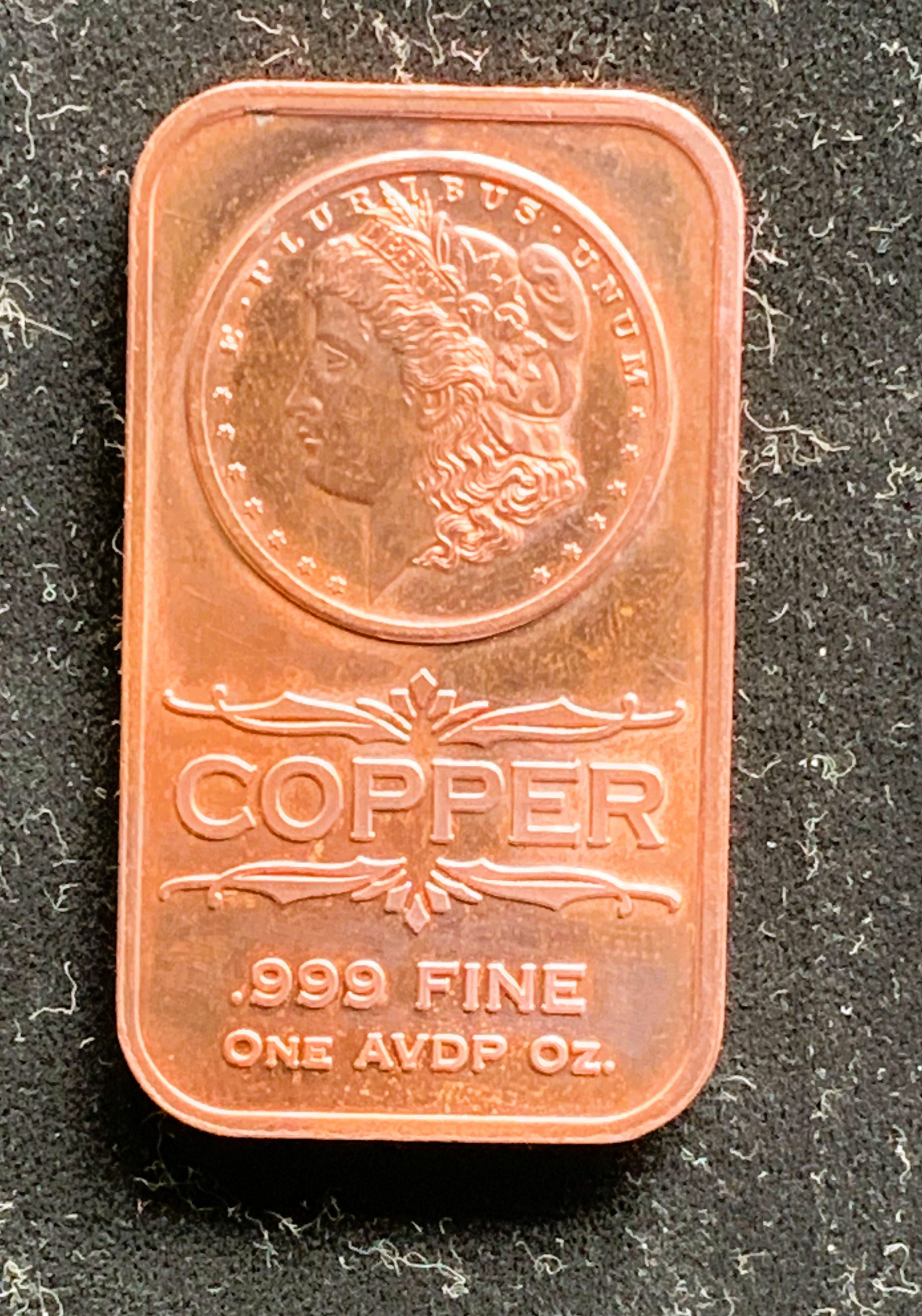1oz .999 FINE COPPER MORGAN DOLLAR LIBERTY BAR, UNC SHINY COIN ...