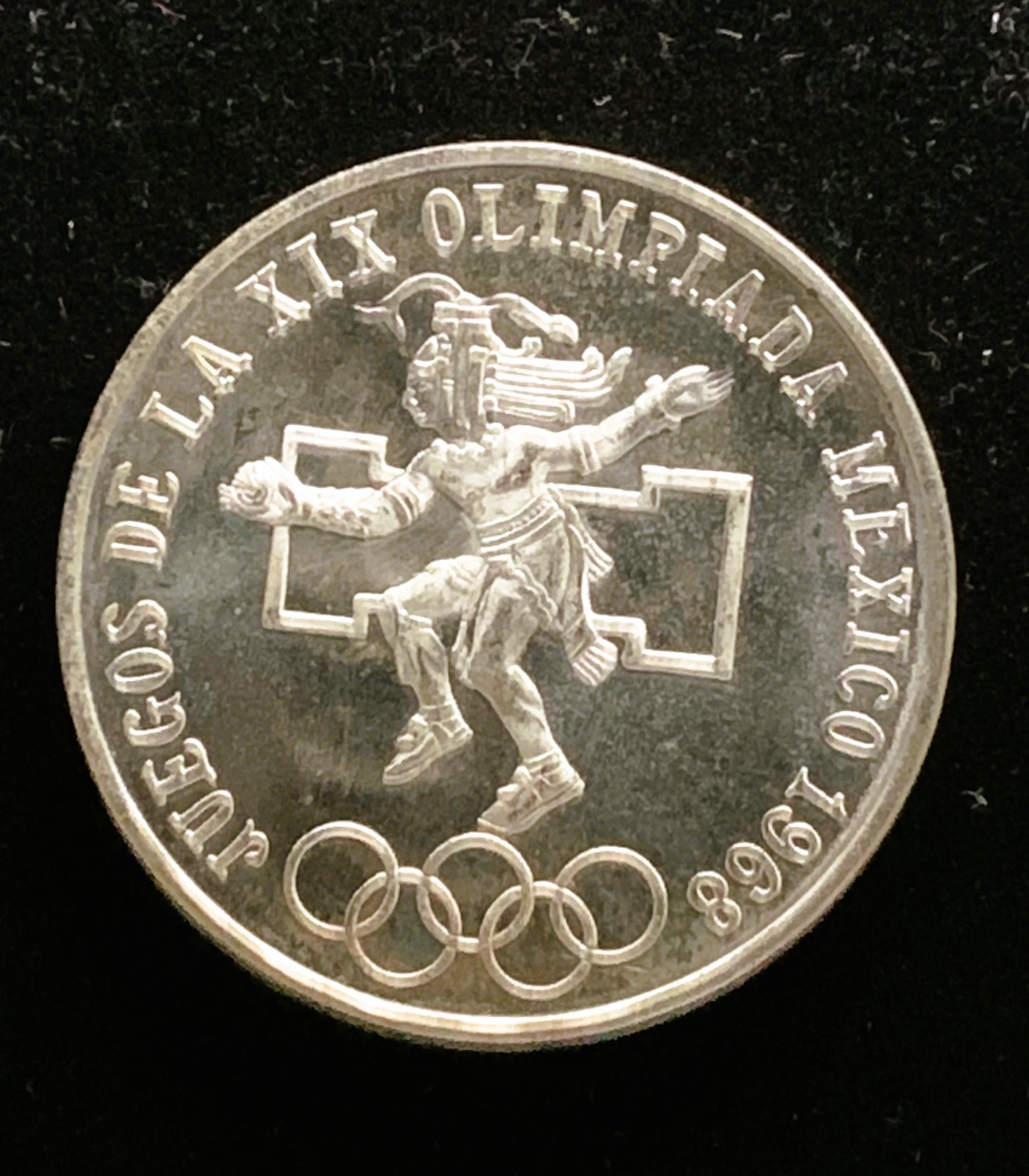 1968 MEXICO OLYMPICS 25 PESOS SILVER, UNCIRCULATED, SHINY NICE COIN ...