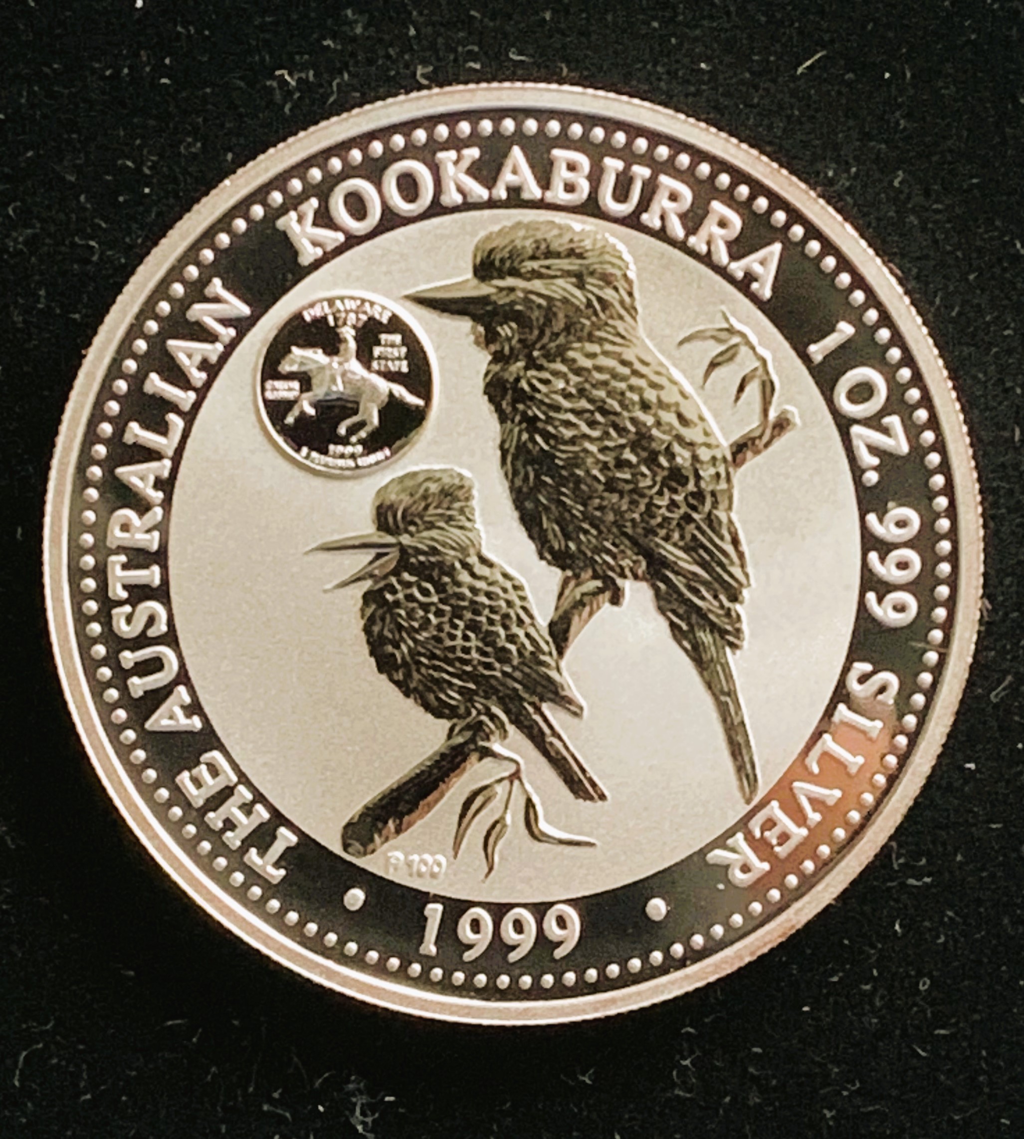 1999 1oz 999 FINE SILVER AUSTRALIAN KOOKABURRA COIN, REVERSE DCAM PROOF ...