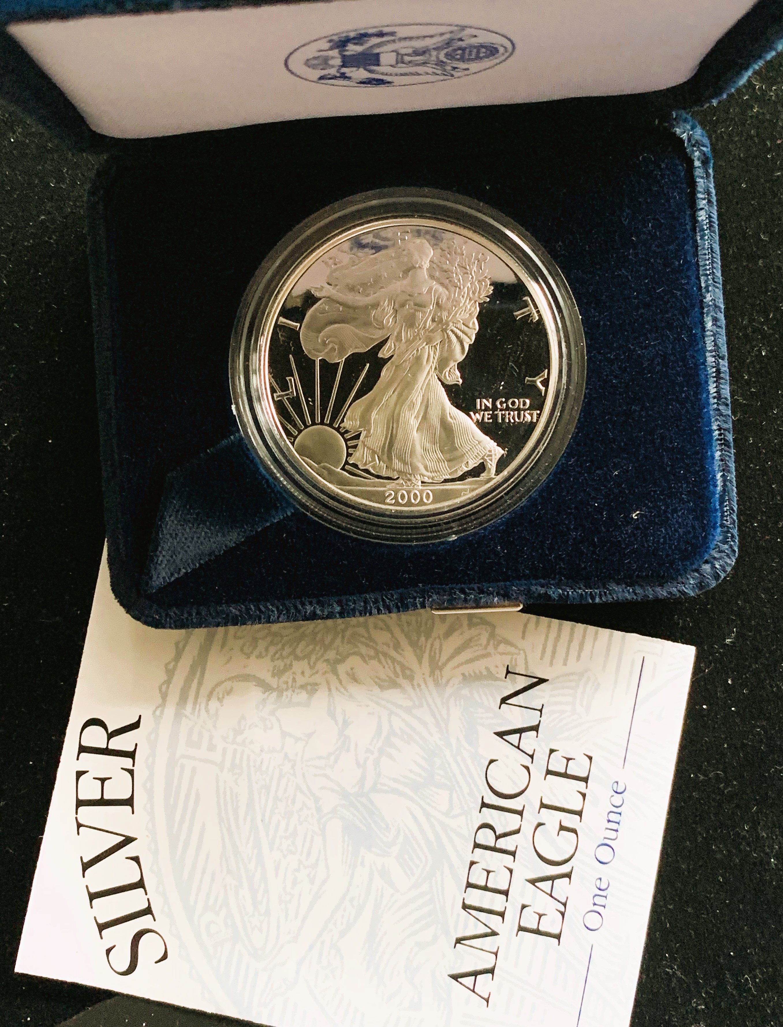 2000-P 1oz .999 FINE SILVER AMERICAN SILVER EAGLE PROOF COIN, BRILLIANT ...