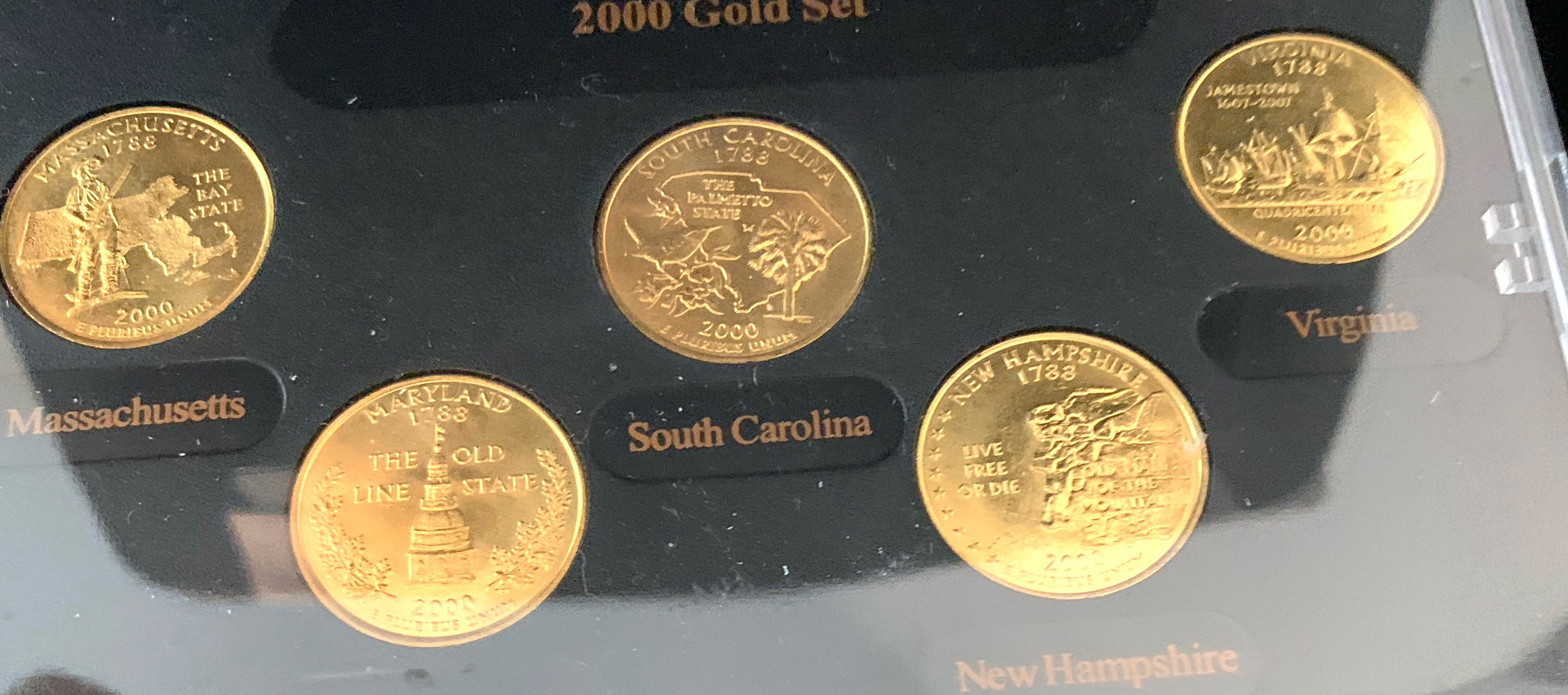 2000 GOLD EDITION STATE QUARTER COLLECTION (GOLD LAYERED 6 COINS) UNC ...