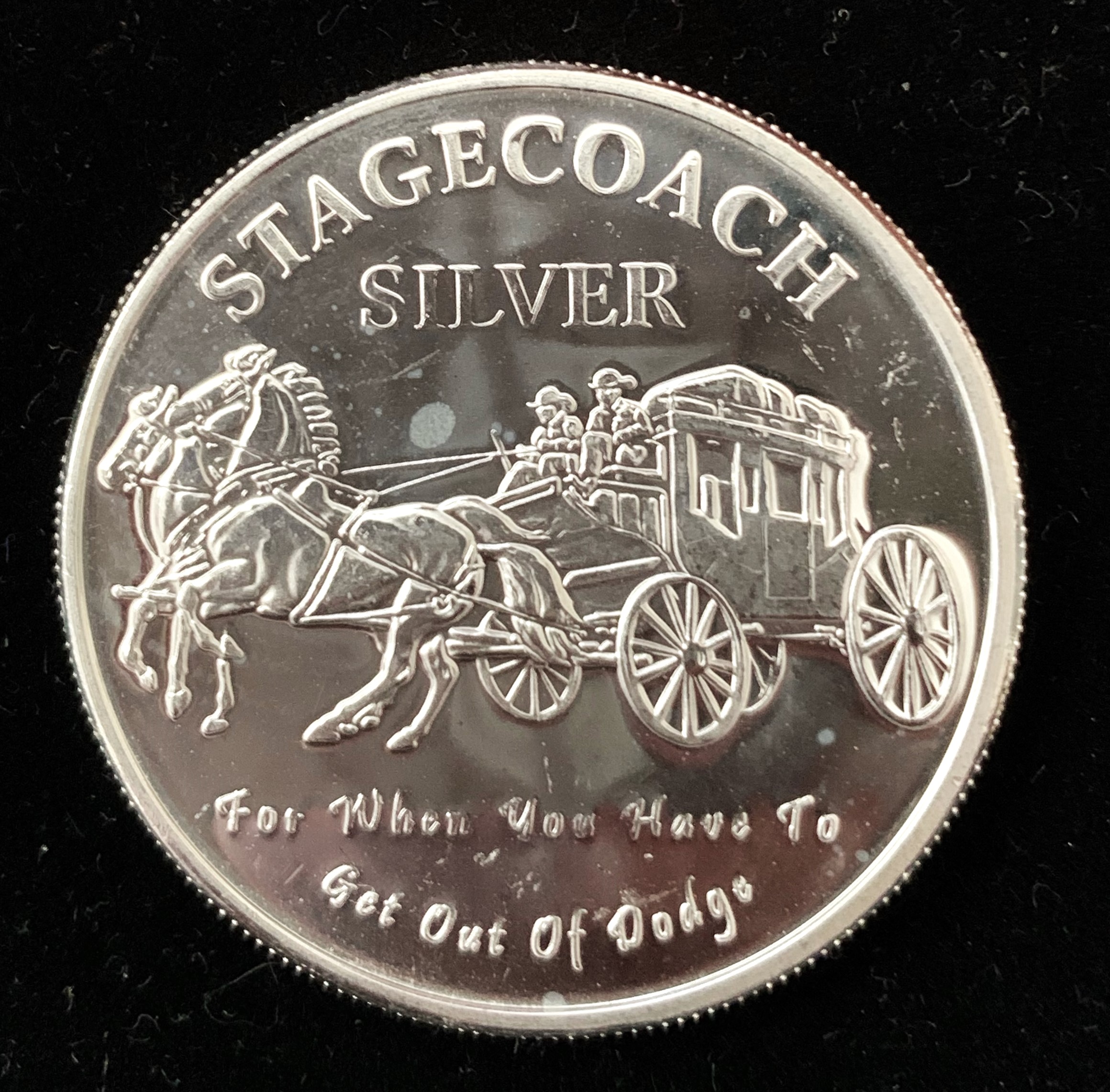 1oz SILVER ROUND STAGECOACH SILVER .999, TYPE THAT WILL BREAK APART ...