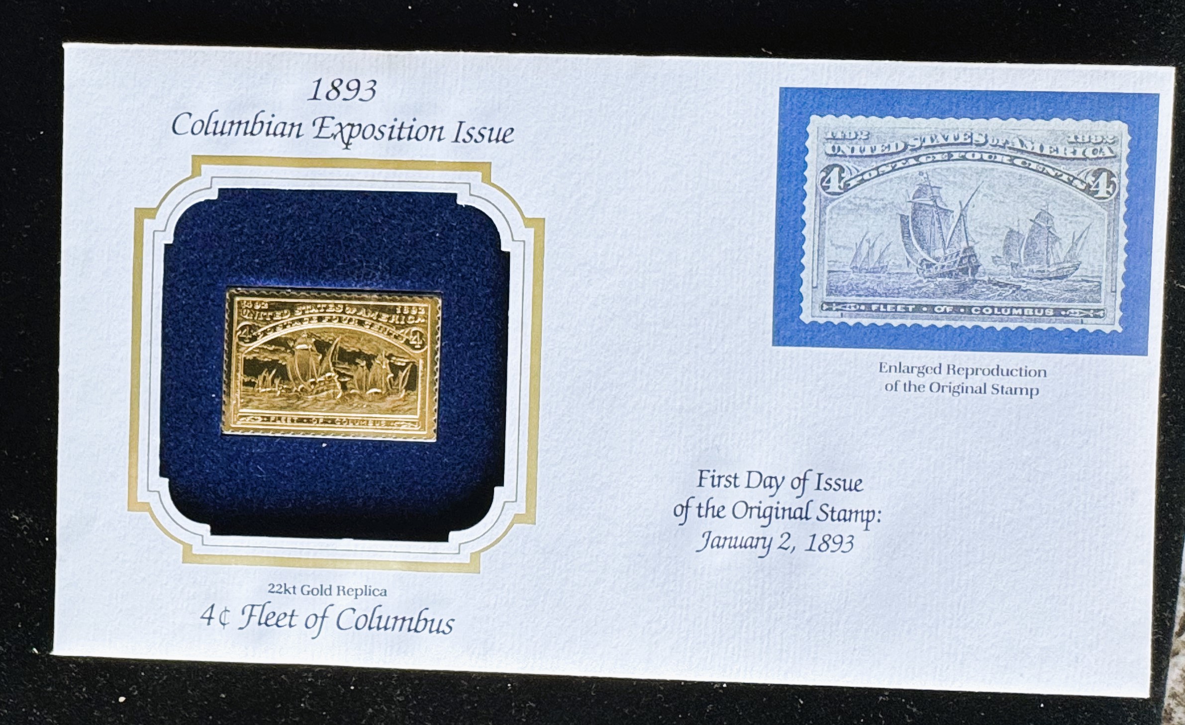 22kt GOLD REPLICA U.S. STAMPS, SEALED IN UNCIRCULATED ENVELOPE, FLEET ...