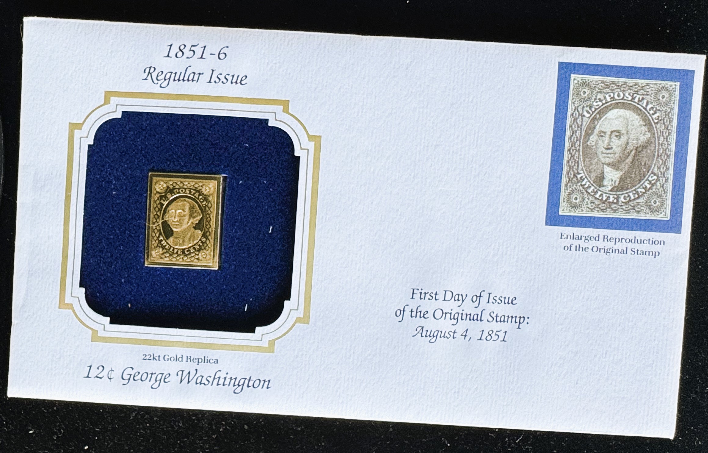 22kt GOLD REPLICA U.S. STAMPS, SEALED IN UNCIRCULATED ENVELOPE, GEORGE ...