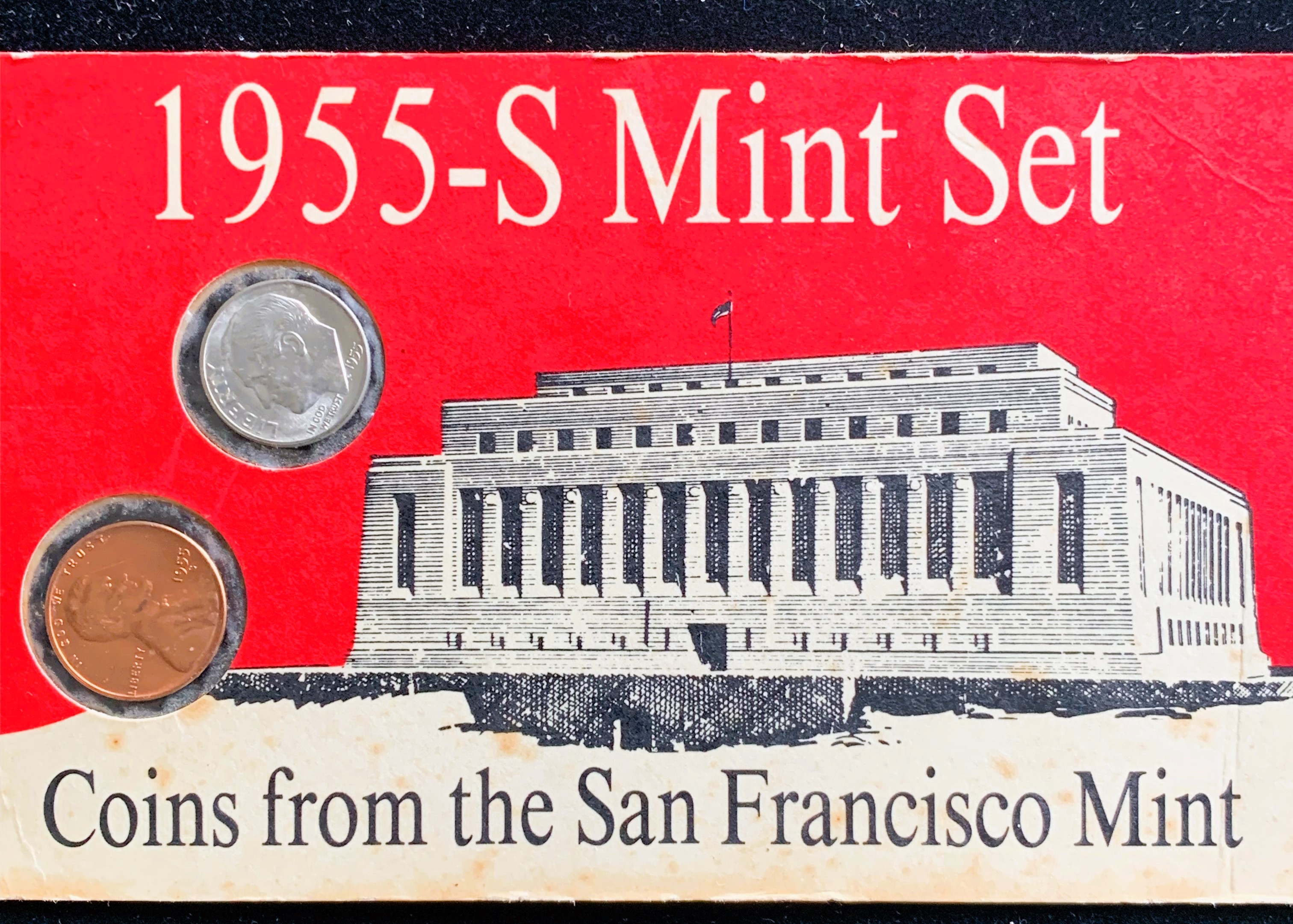 1955-S US MINT SET, BRILLIANT UNCIRCULATED COINS, ORIGINAL MINT PKG ...