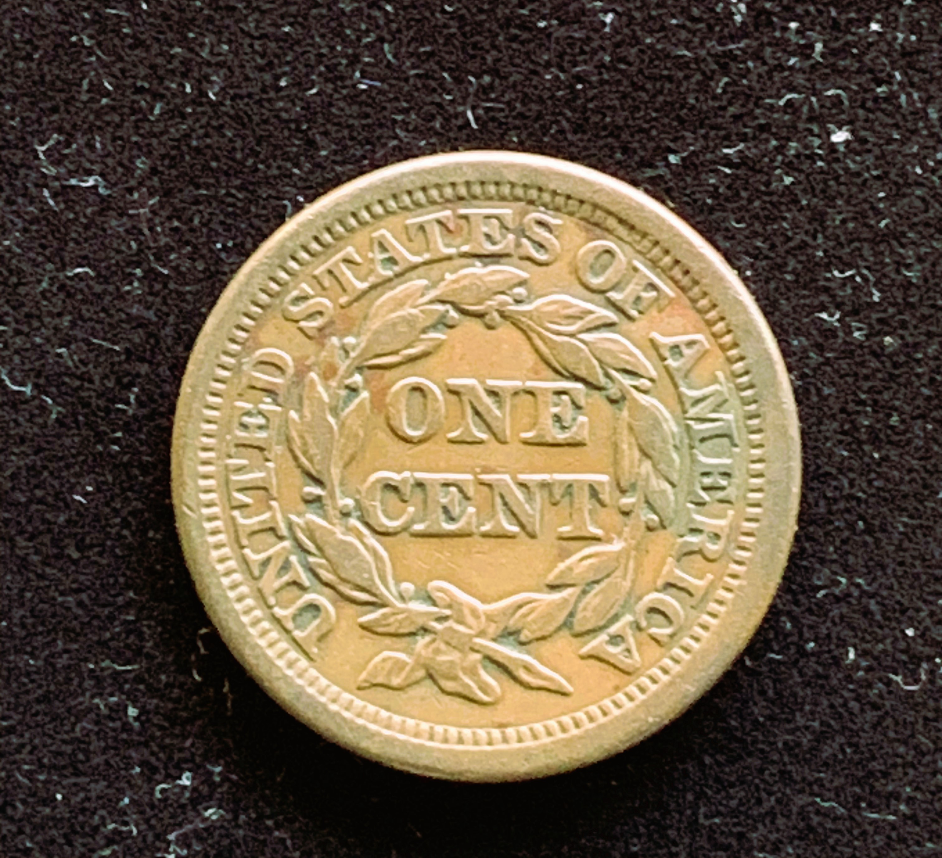 1853 US ONE CENT COIN, REALLY GOOD CONDITION, LOTS OF CLEAR DETAIL ...