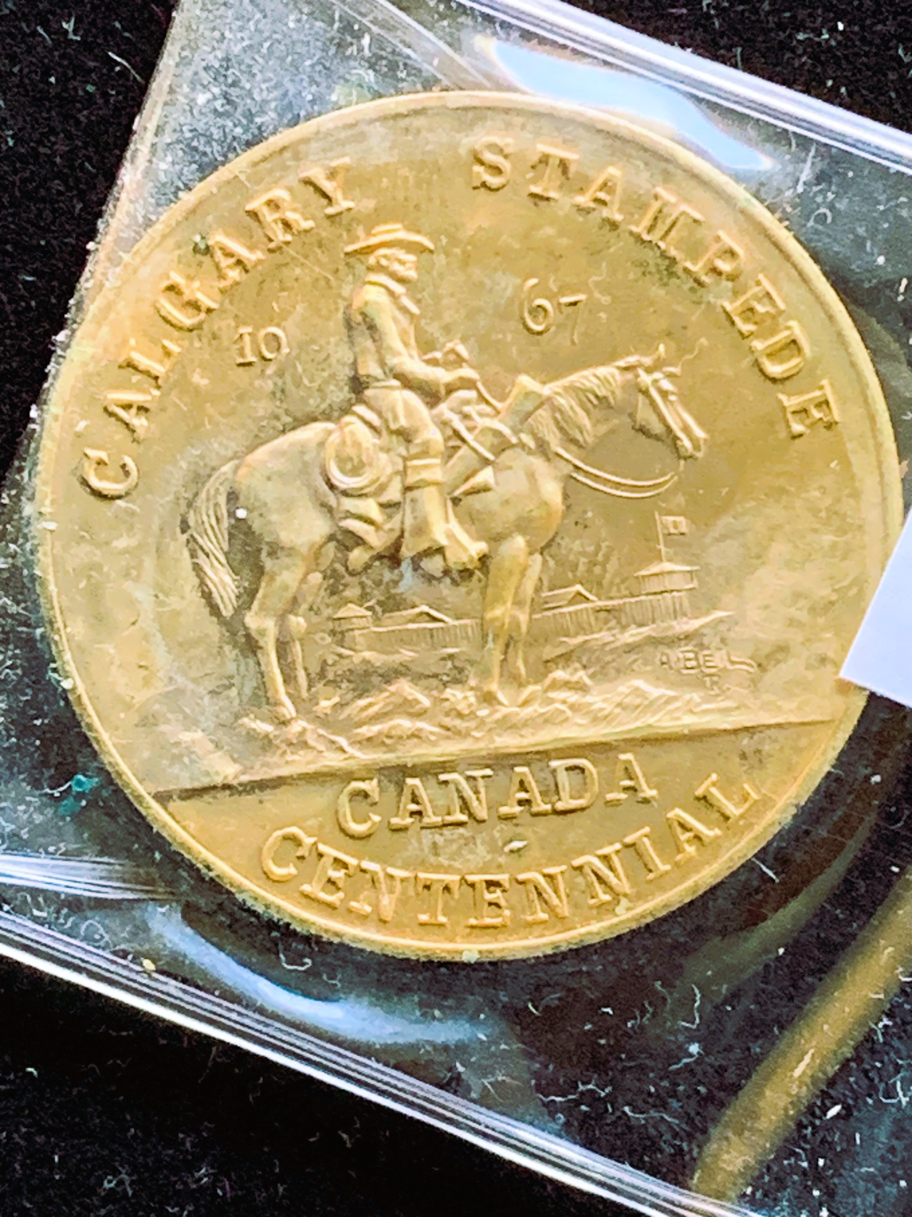 1967 CALGARY STAMPEDE SOUVENIR CENTENNIAL MEDALION COIN, UNCIRCULATED ...