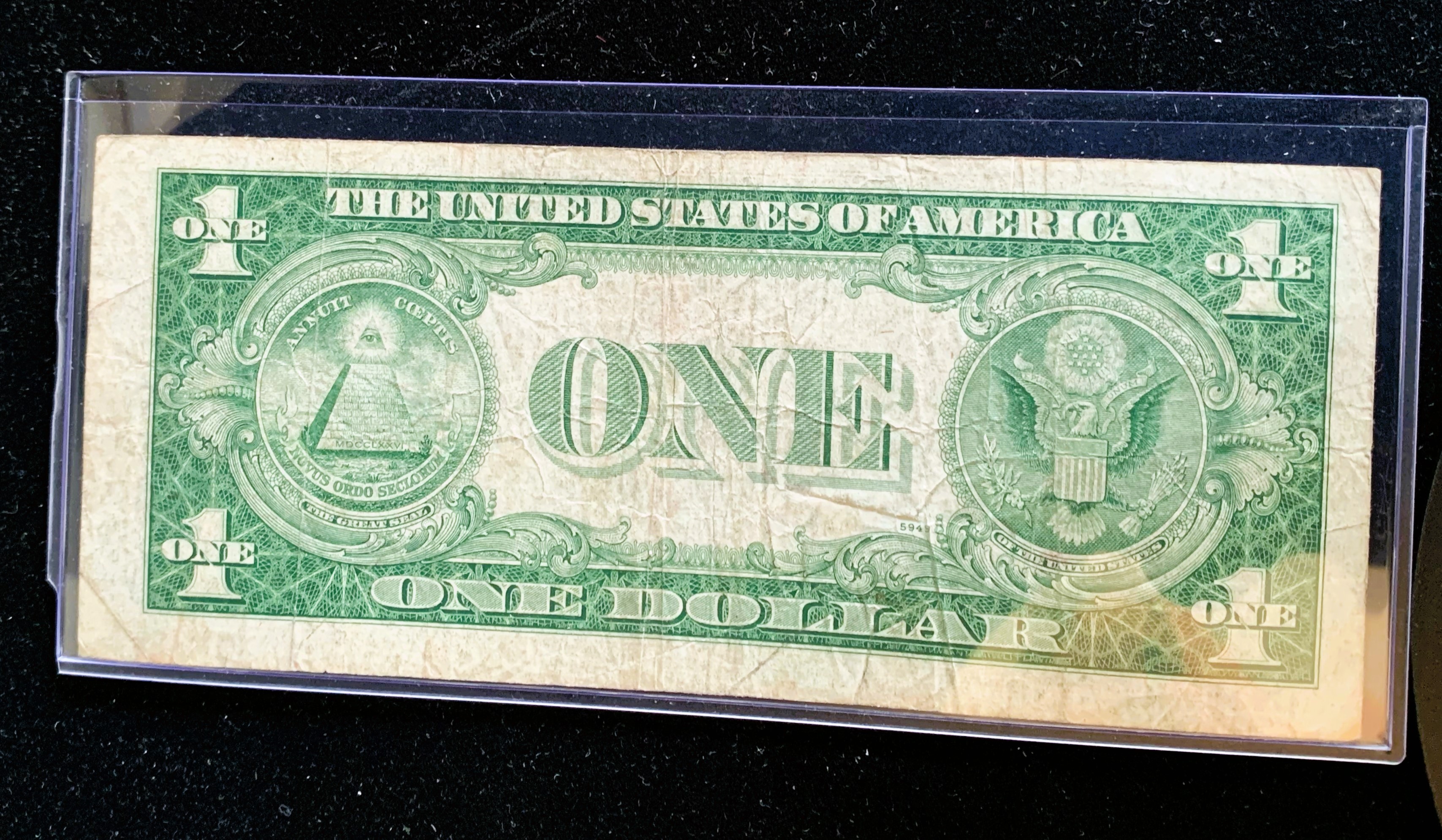 SILVER CERTIFICATE SERIES 1935 E, BLUE LABEL ONE DOLLAR NOTE, NICE IN ...