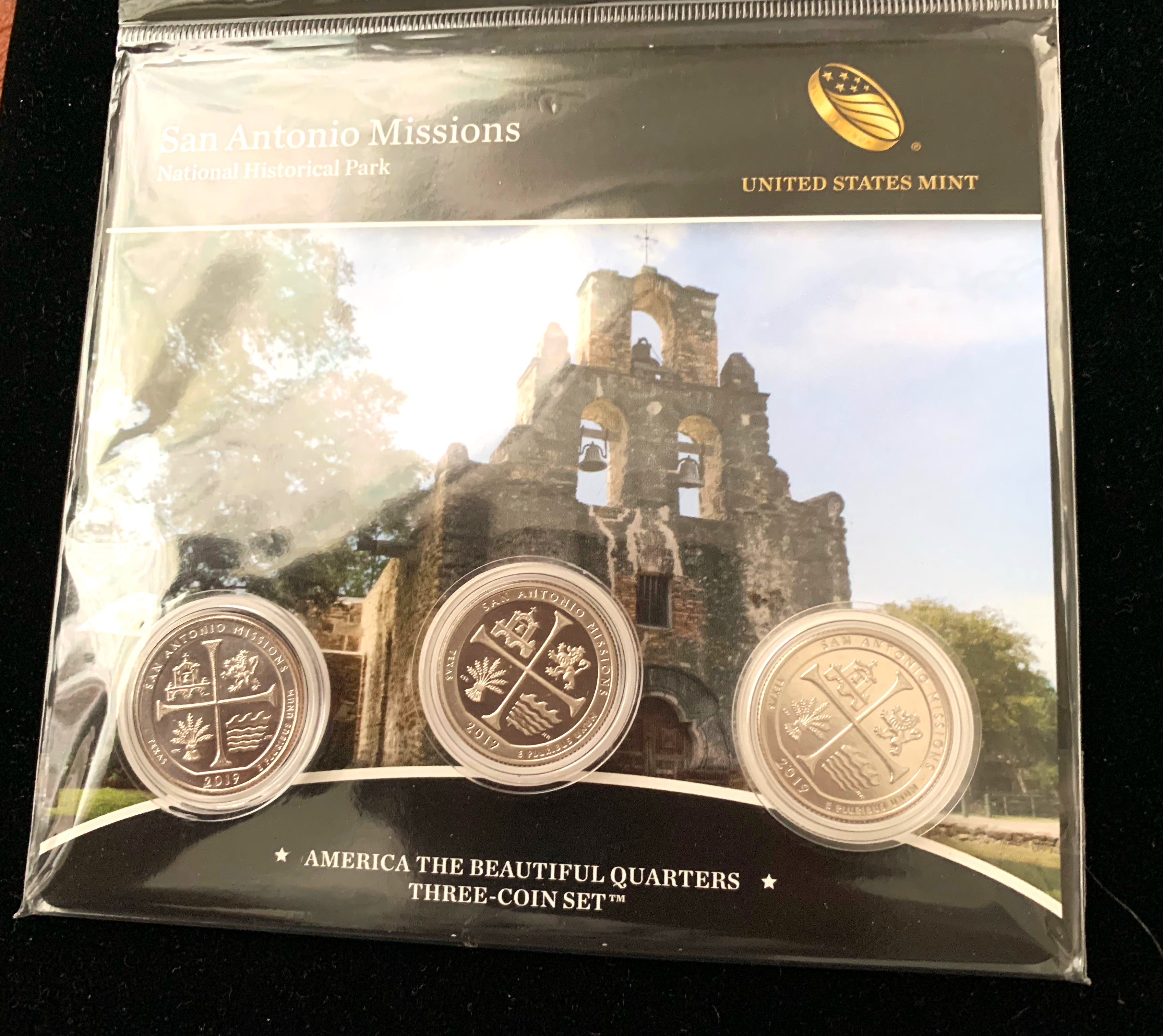 AMERICA THE BEAUTIFUL US MINT QUARTERS 3 COIN SET SAN ANTONIO MISSIONS ...