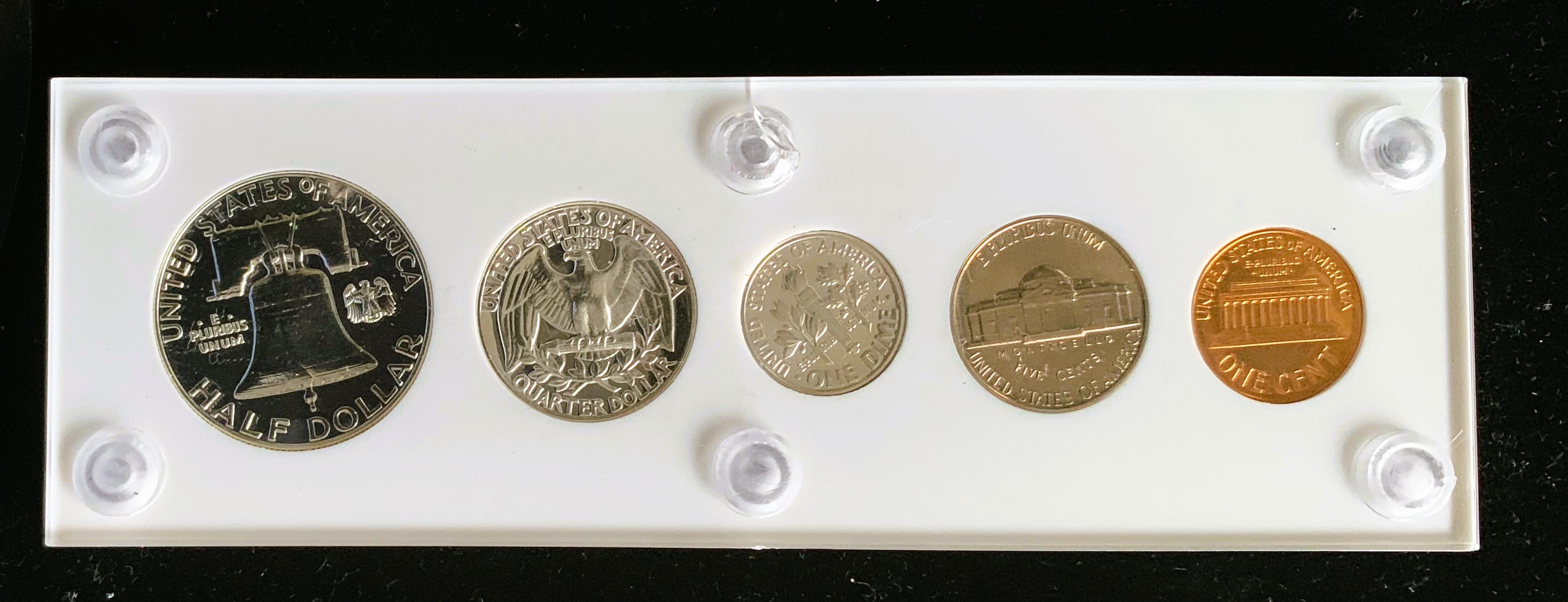 1961 U.S. PROOF SILVER COIN SET IN ORIG US MINT CASE, MIRROR HIGH GLOSS ...