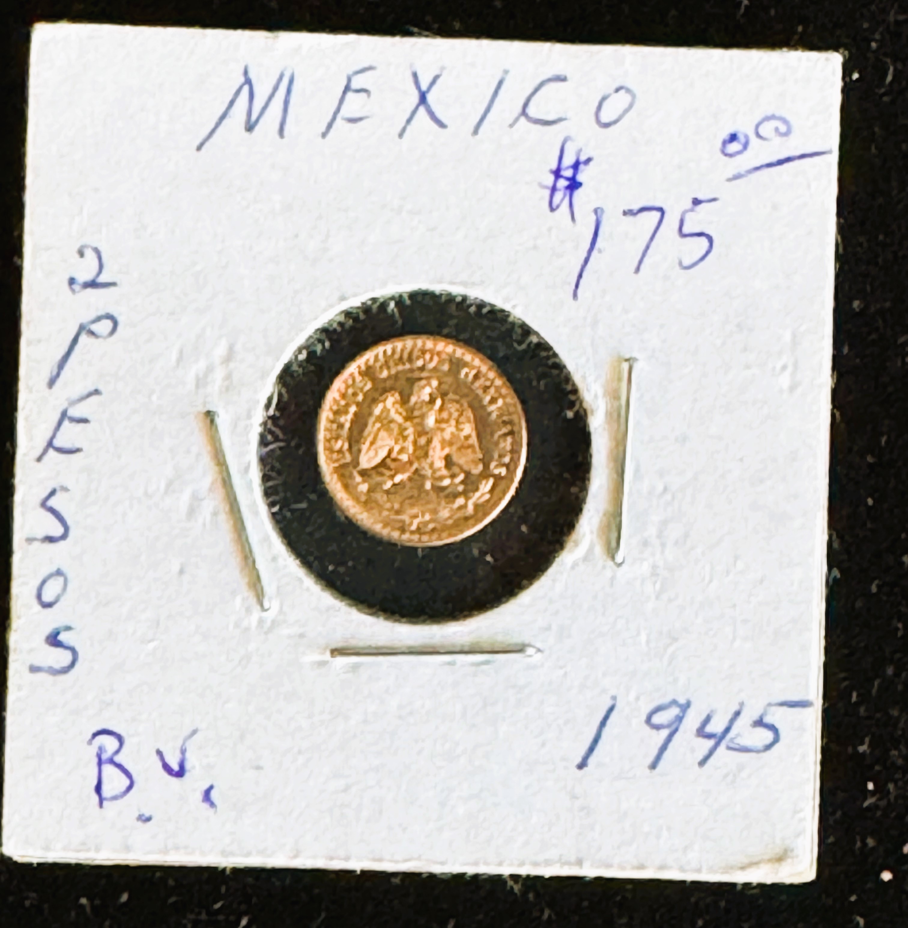 GOLD, 1945 MEXICO 2 PESOS, BU BRIGHT LUSTER ABSOLUTE GEM COIN | Property Room