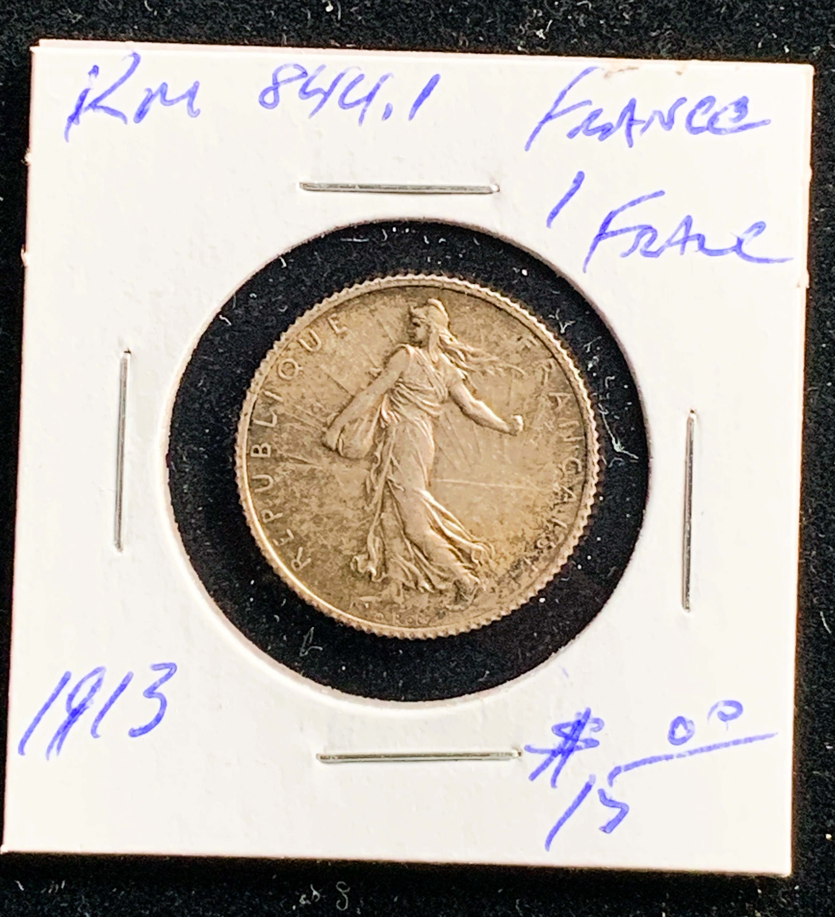 1919 .835 FINE SILVER FRANCE 1 FRANC, BRIGHT LUSTER COIN, LOTS OF ...