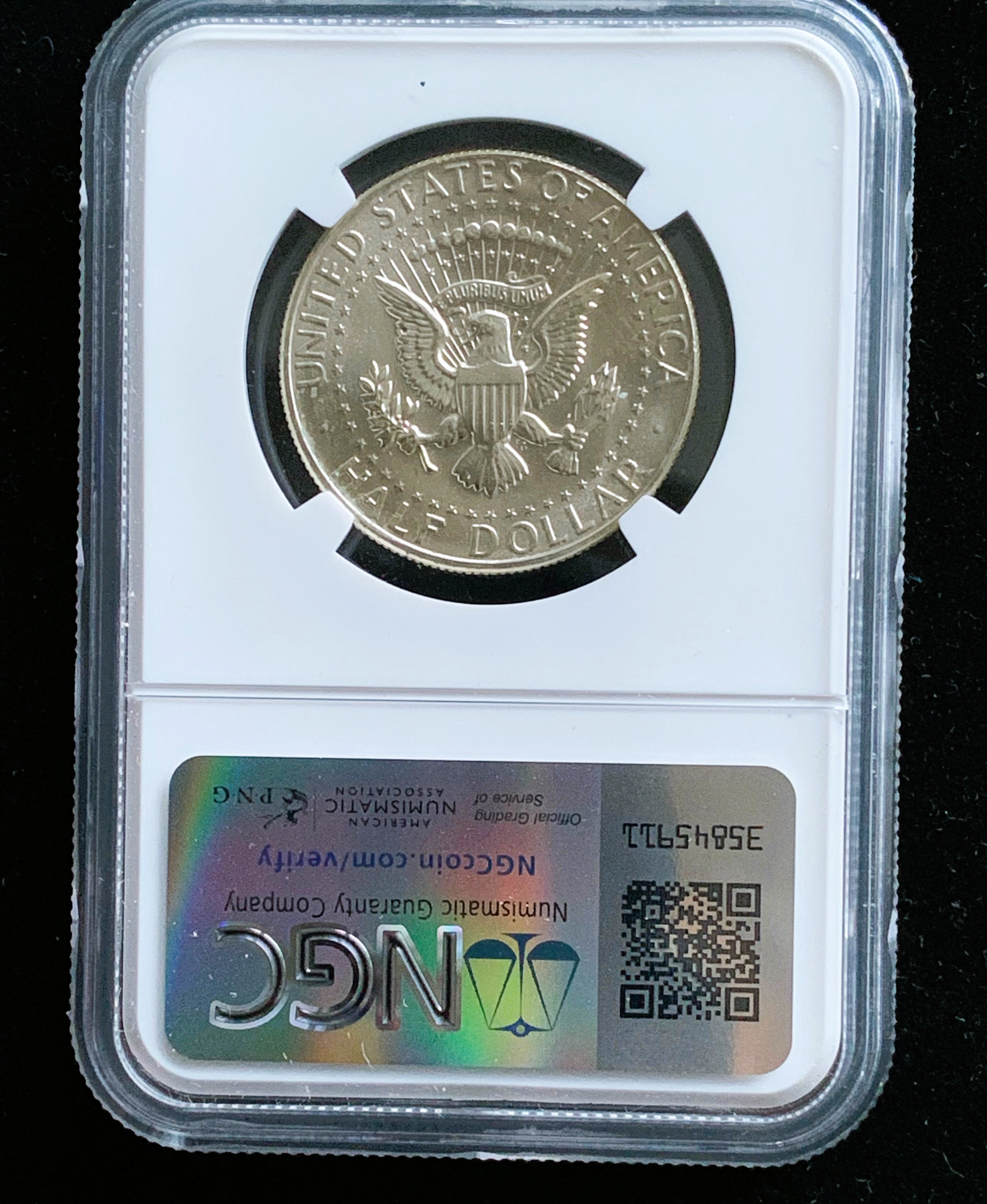 1967 KENNEDY 50C COIN, NGC GRADED MS 64 IN THE SLAB, SHINY BRILLIANT ...
