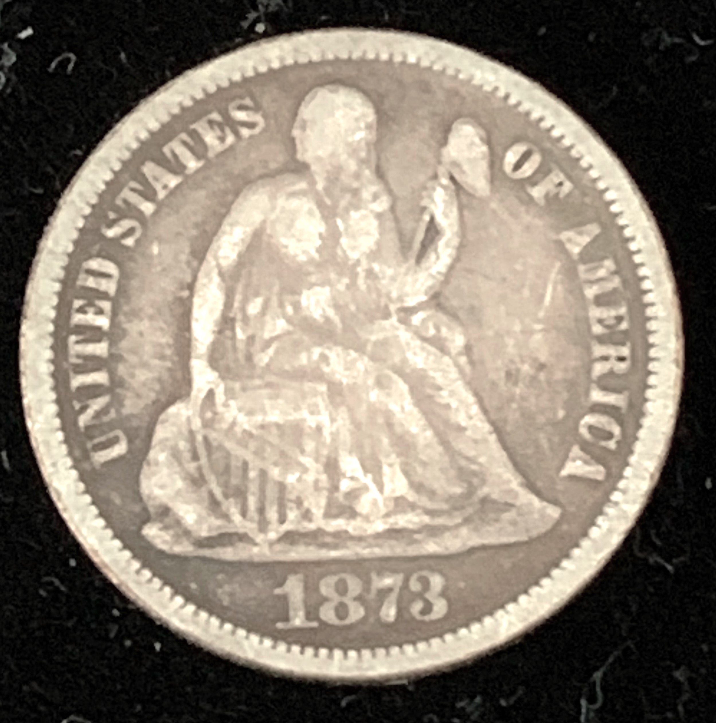 1873 SILVER VINTAGE SEATED DIME SILVER | Property Room