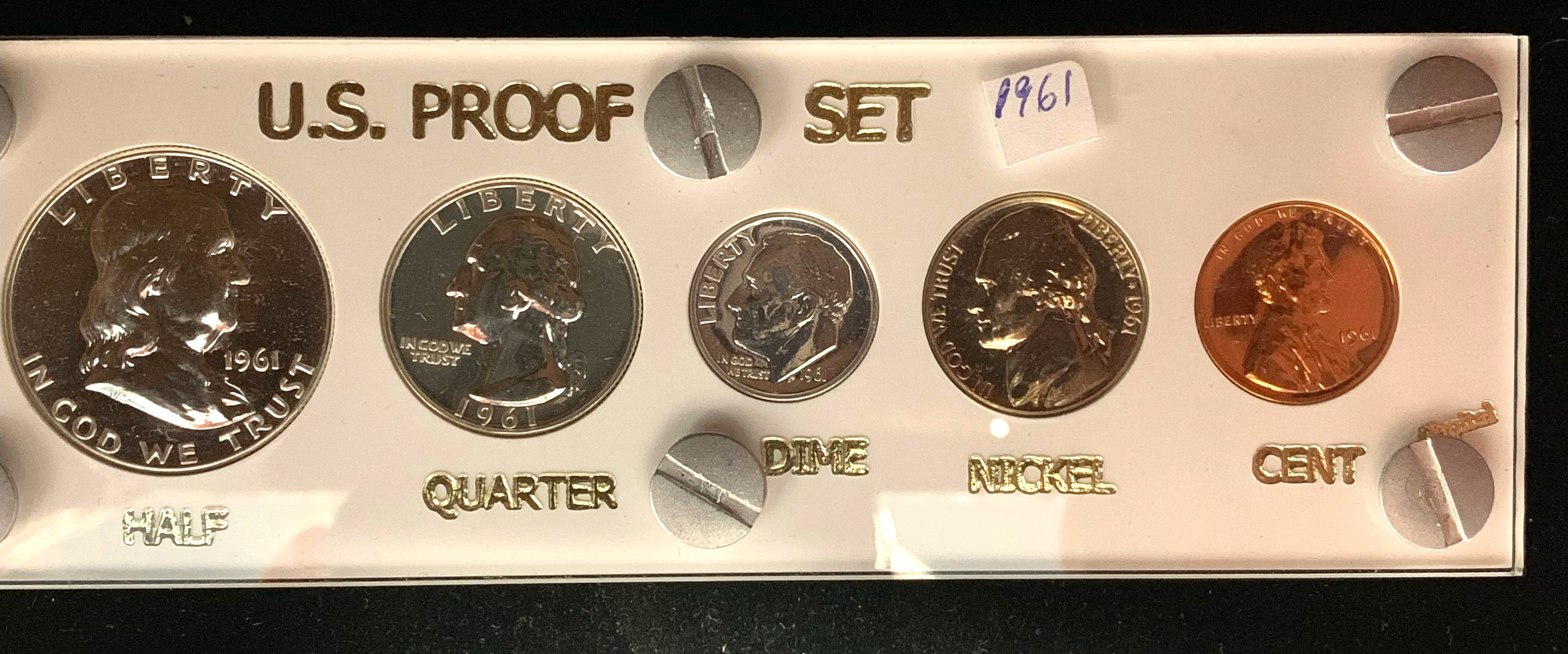 U.S. SILVER PROOF SET 1961, REALLY NICE HIGH GRADE COINS | Property Room