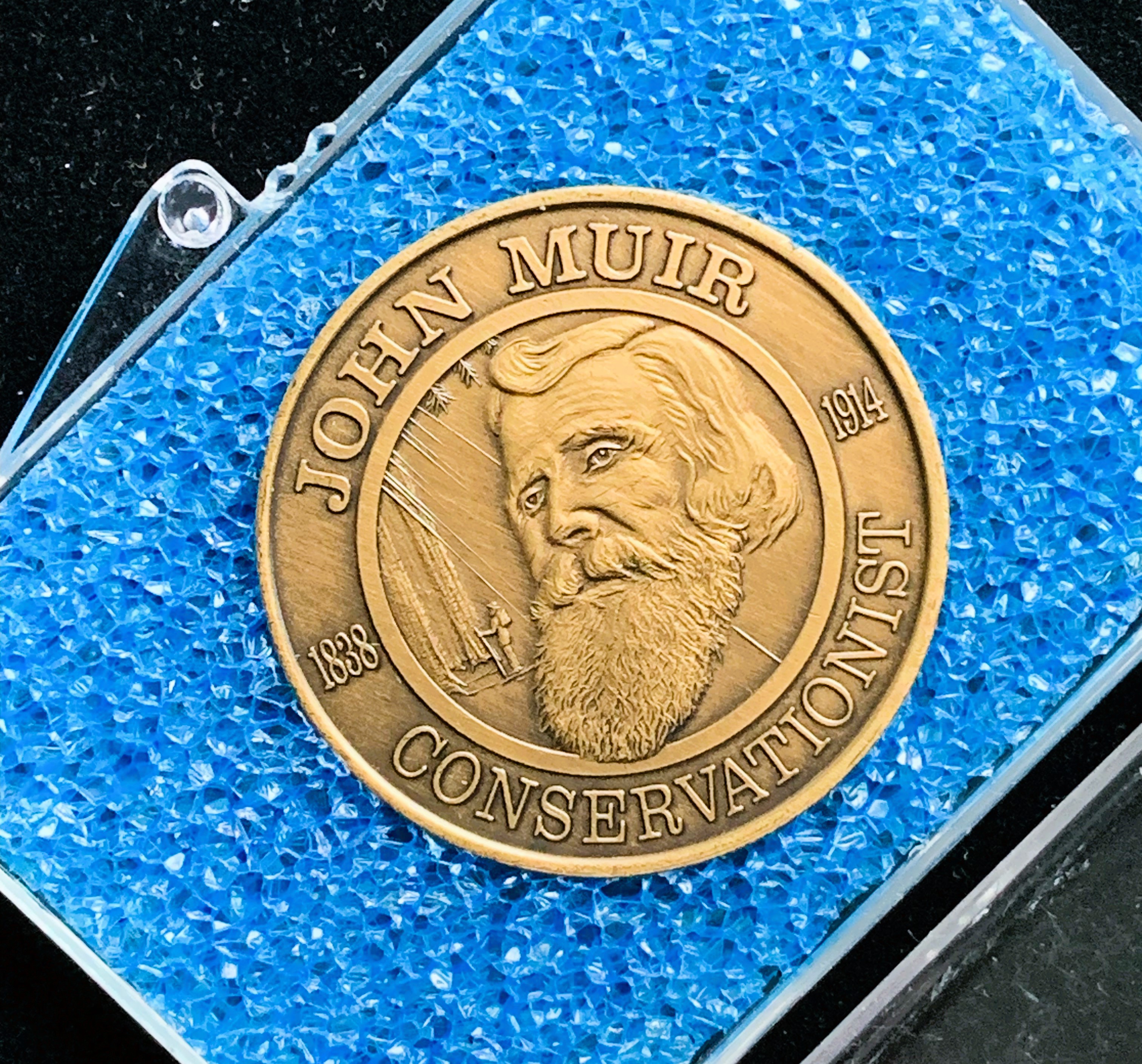 1890-1990 JOHN MUIR YOSEMITE CENTENNIAL BRONZE COIN, UNC IN ORIG CASE ...