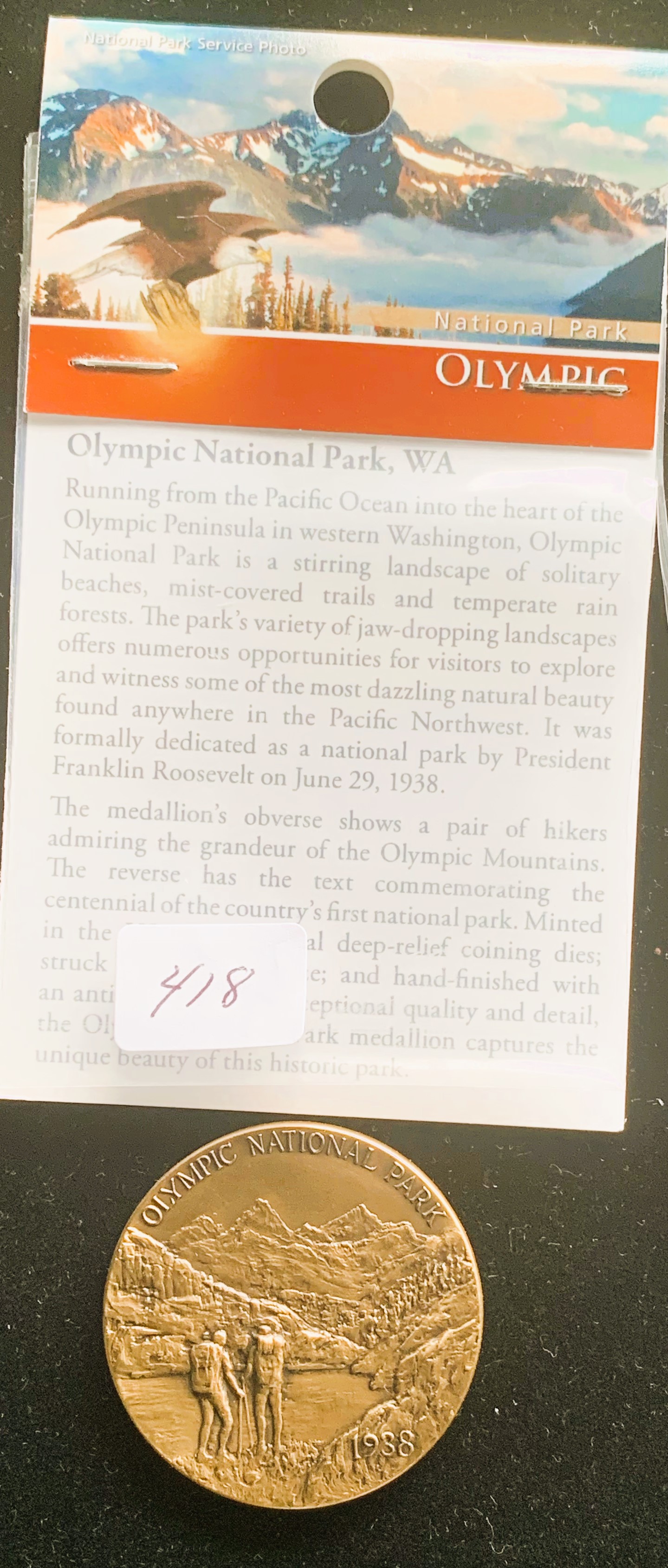 OLYMPIC NATIONAL PARK , NORTHWEST TERRITORIAL MINT COIN, UNC ORIG PKG ...