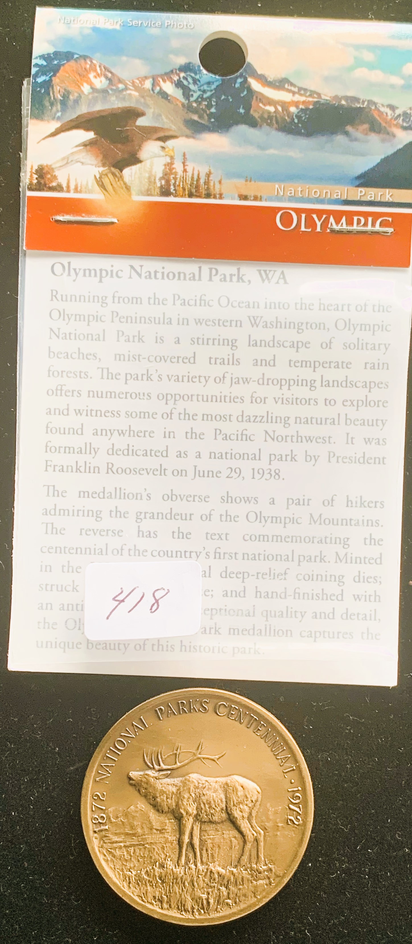 OLYMPIC NATIONAL PARK , NORTHWEST TERRITORIAL MINT COIN, UNC ORIG PKG ...