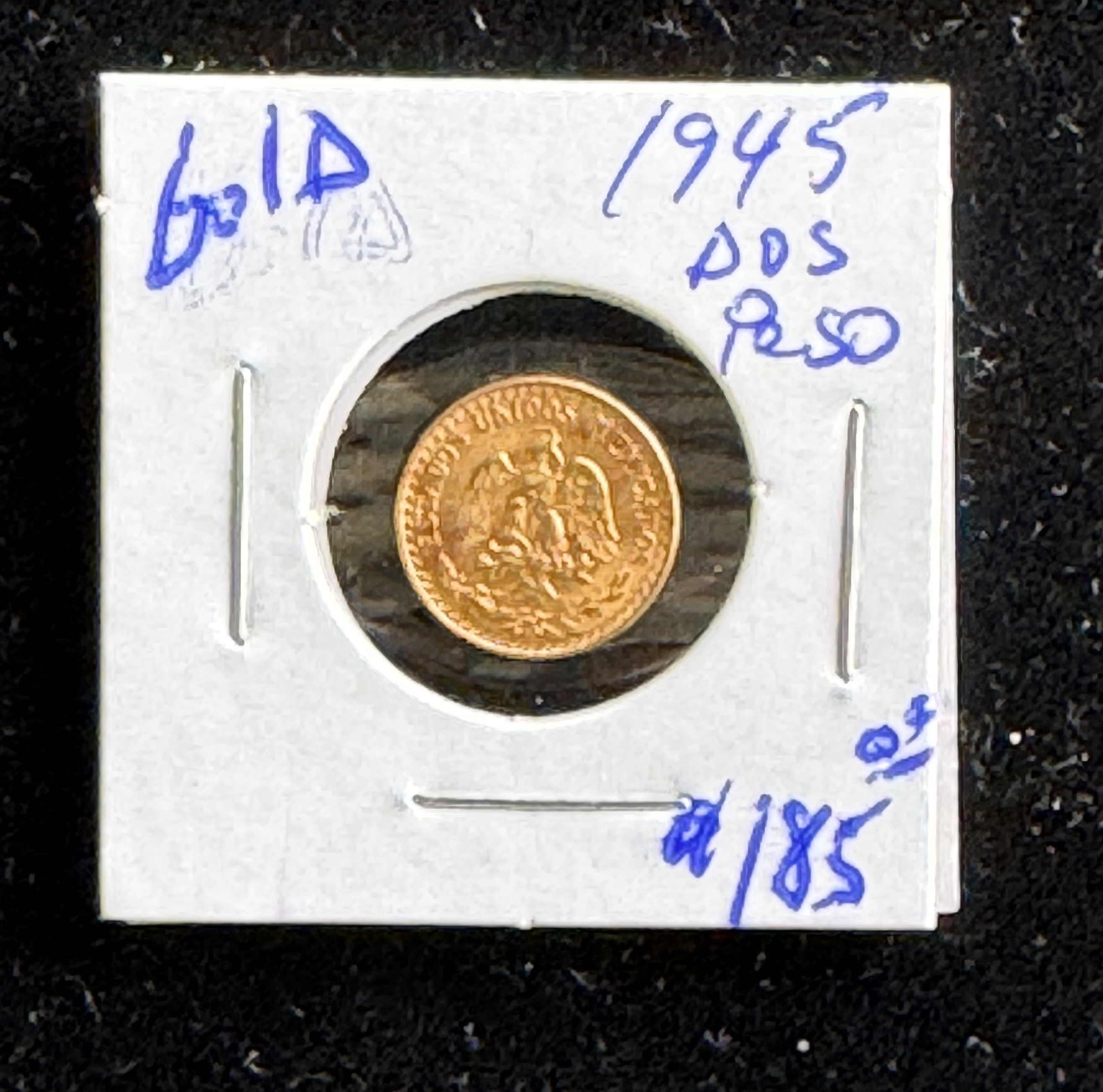 GOLD, MEXICO 1945 DOS PESO COIN, BRIGHT SHINY HIGH QUALITY GOLD | Property Room