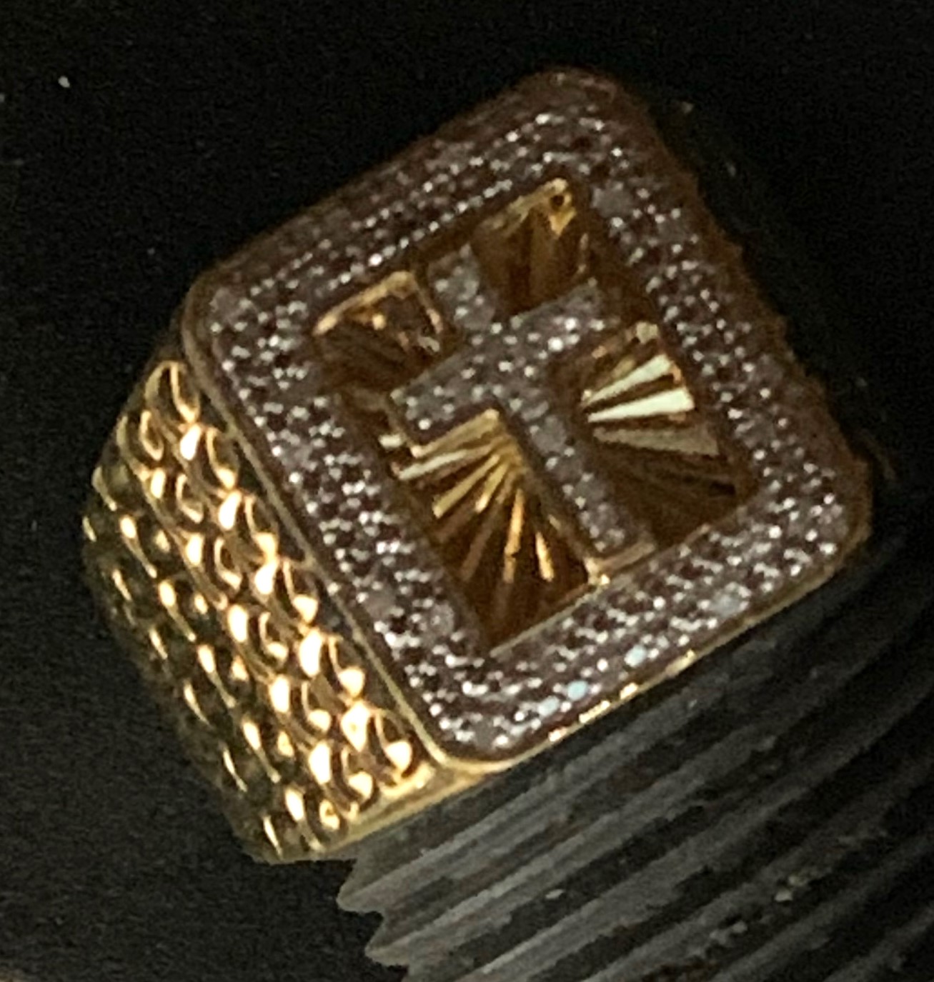 MEN'S RING Size 10 Gold Plated Sterling Silver, CROSS, REALLY NICE RING ...