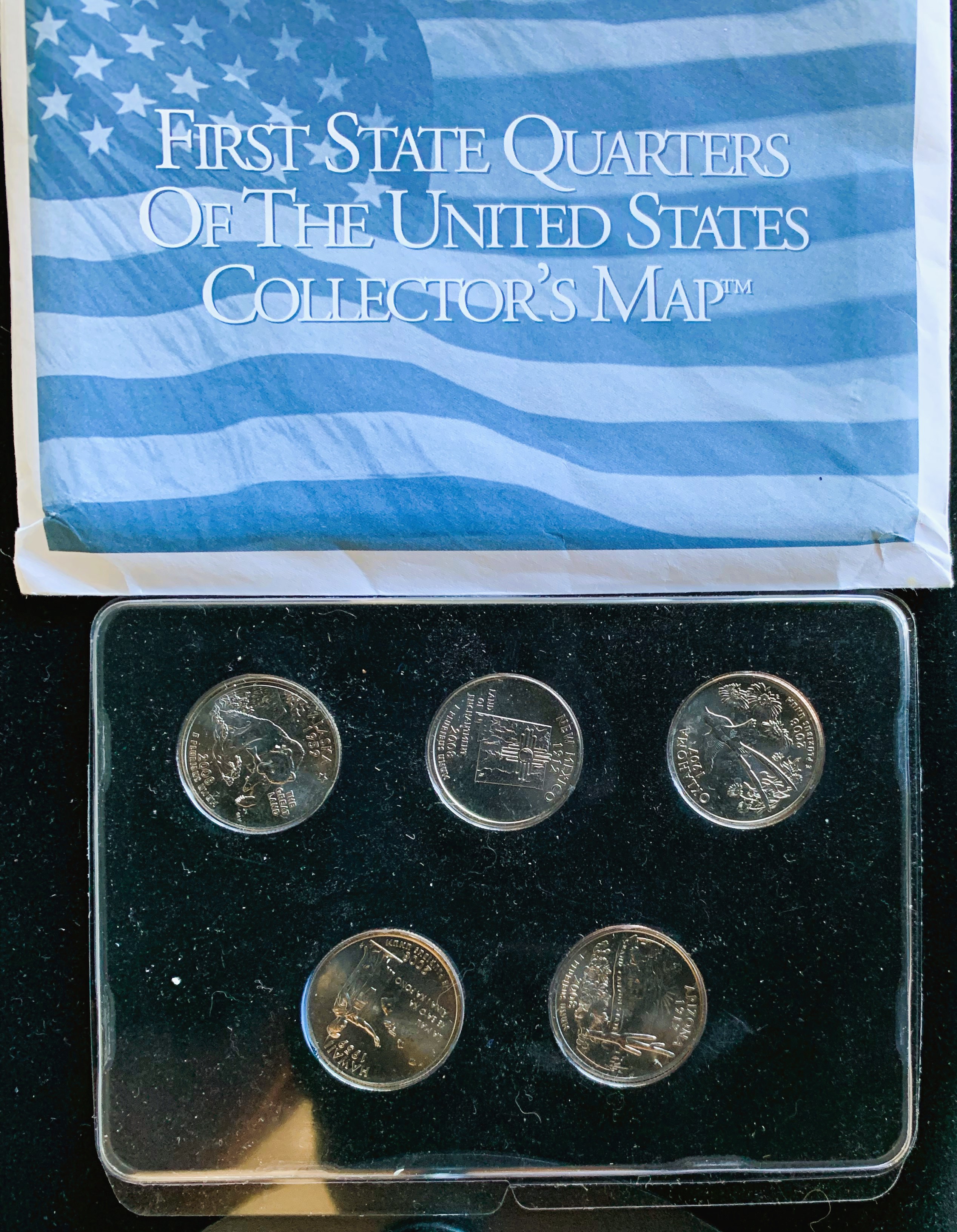 FIRST STATE QUARTERS OF THE US, 5 UNC BRIGHT SHINY COINS IN ORIG PKG ...