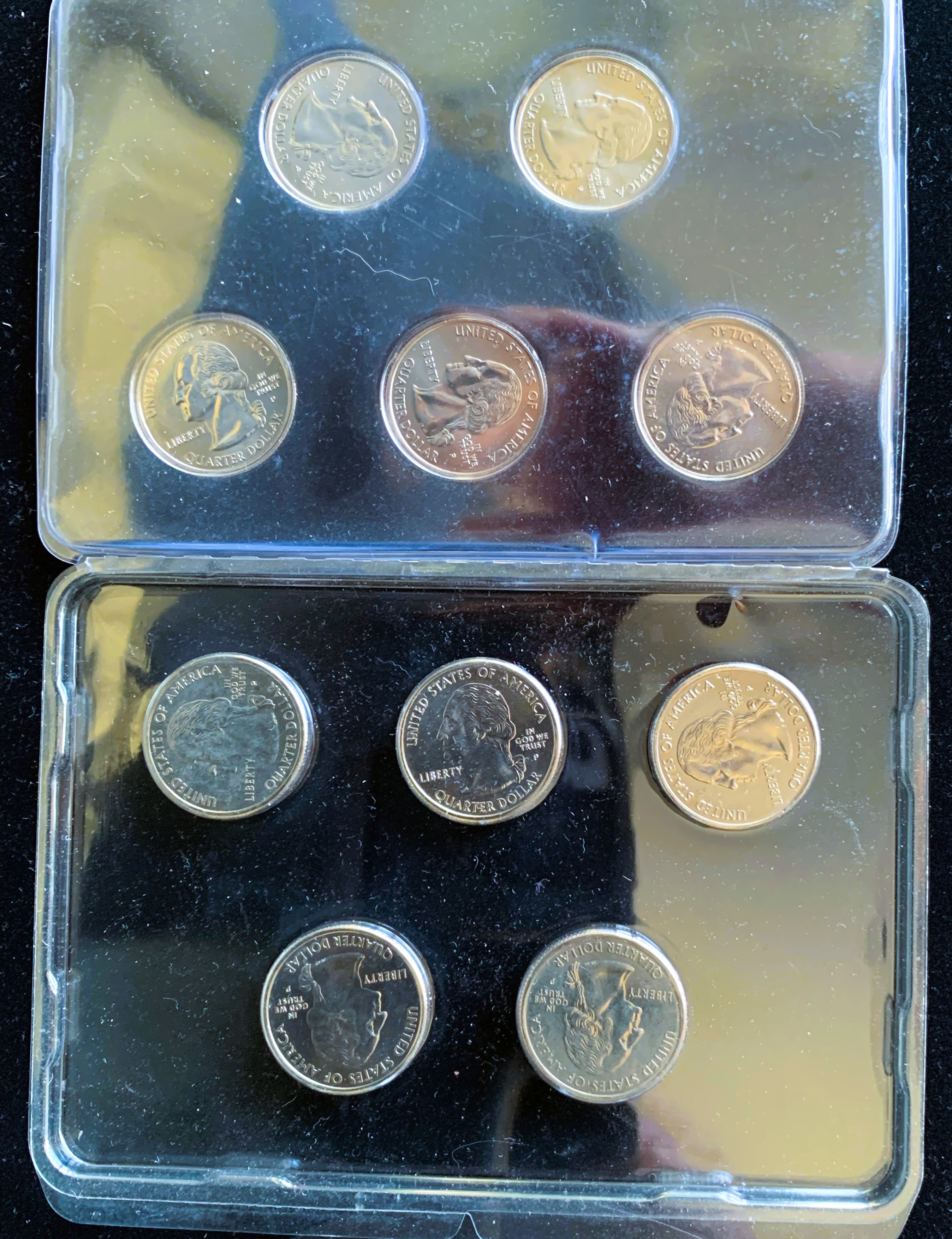 FIRST STATE QUARTERS OF THE US, 10 UNC BRIGHT SHINY COINS IN ORIG PKG ...