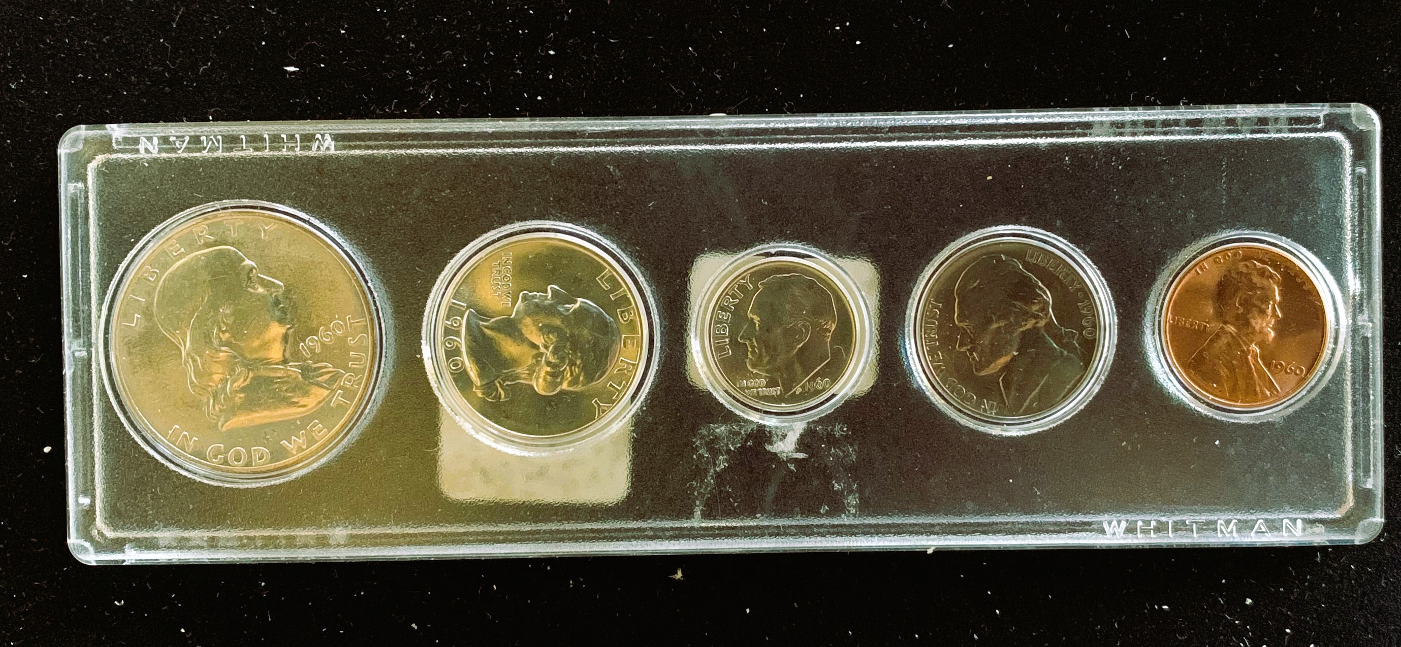 1960 MS65 NON-FBL SILVER MIXED 5 COIN SET, IN SLAB, REALY NICE COINS ...