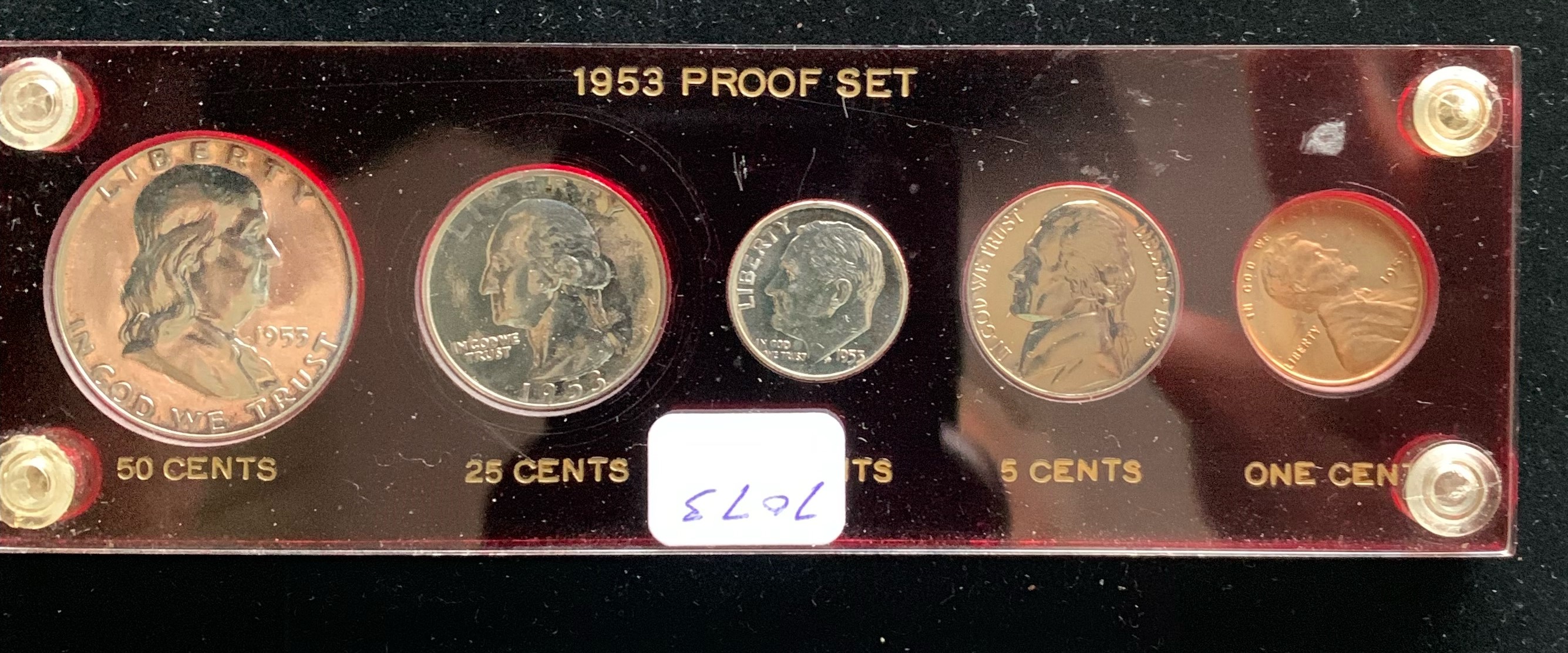 1953 US PROOF SET, 5 MIRROR SHINY HIGH GLOSS PROOF COINS | Property Room