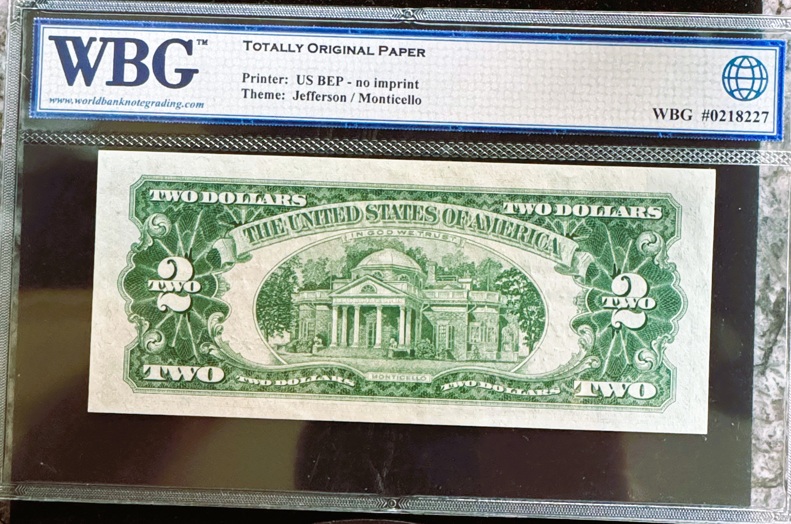 1963 SERIES $2 DOLLAR NOTE, RED SEAL, WBG GRADED "64 TOP UNCIRCULATED ...