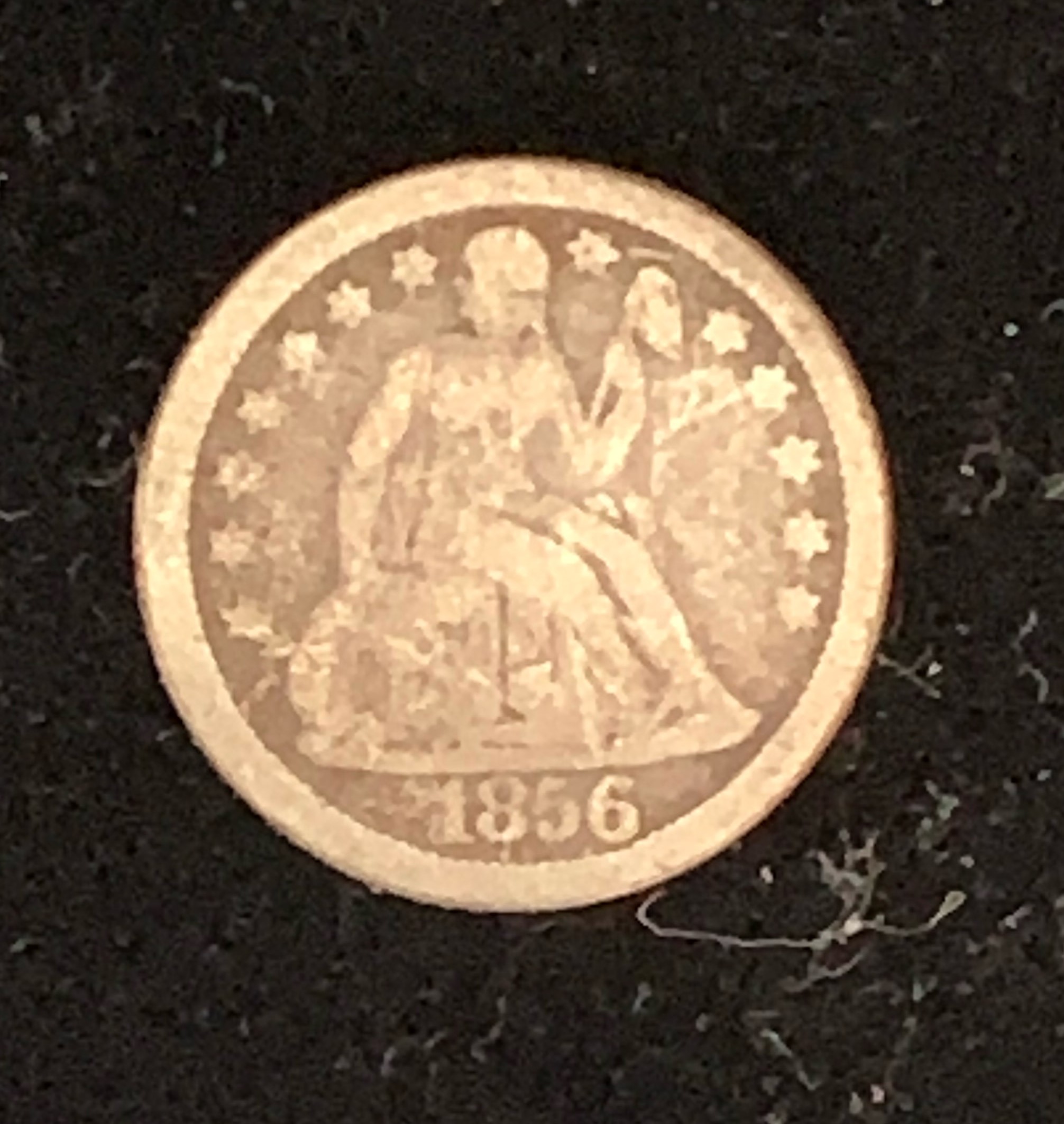 1856 SEATED LIBERTY SILVER COIN, VINTAGE RARE, VG DETAIL | Property Room