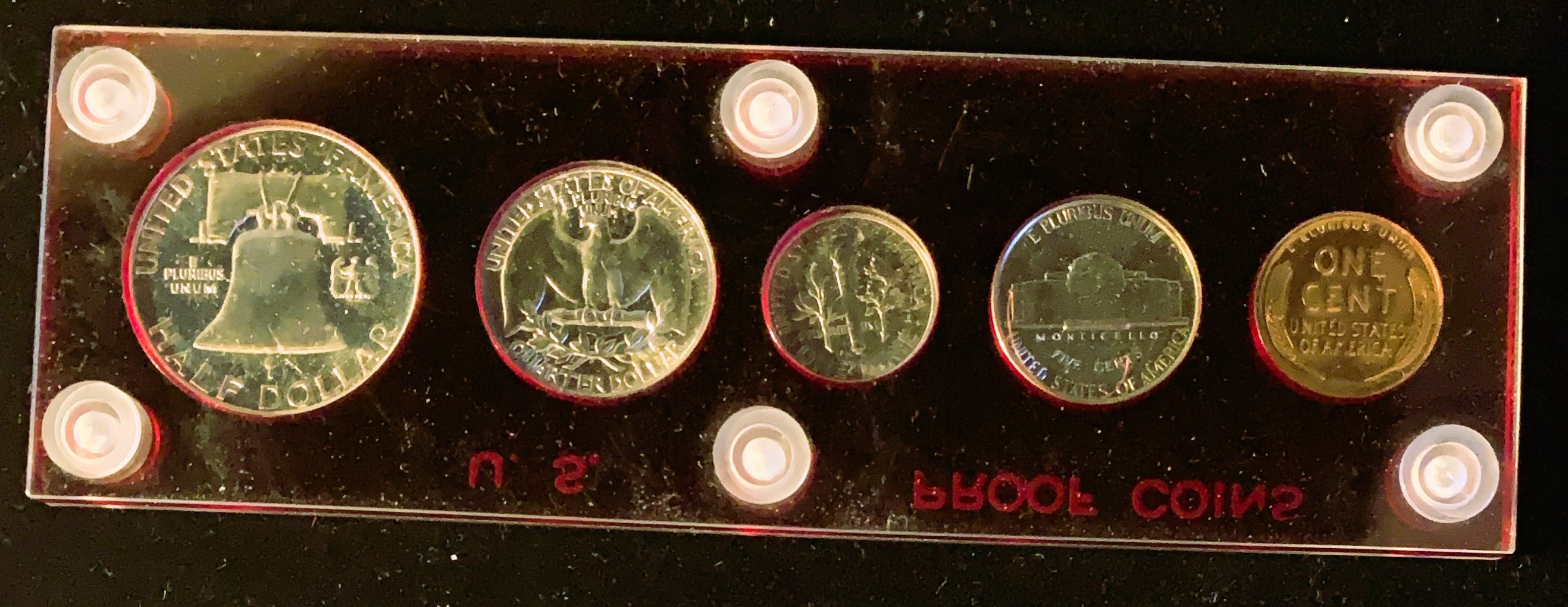 1955 SILVER U.S. PROOF SET, UNBLEMISHED HIGH GRADE 5 COIN SET ...