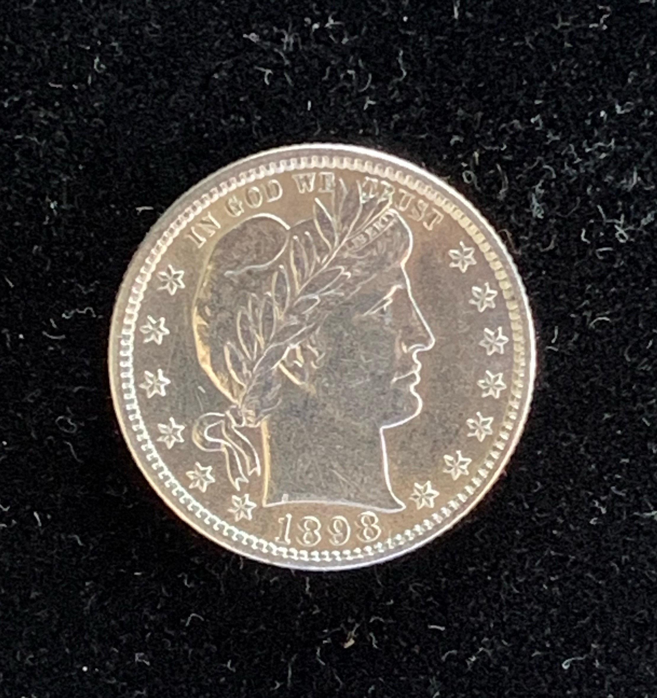 1898 SILVER BARBEER QUARTER HIGH GRADE BEAUTY, LUSTER GEM COIN ...
