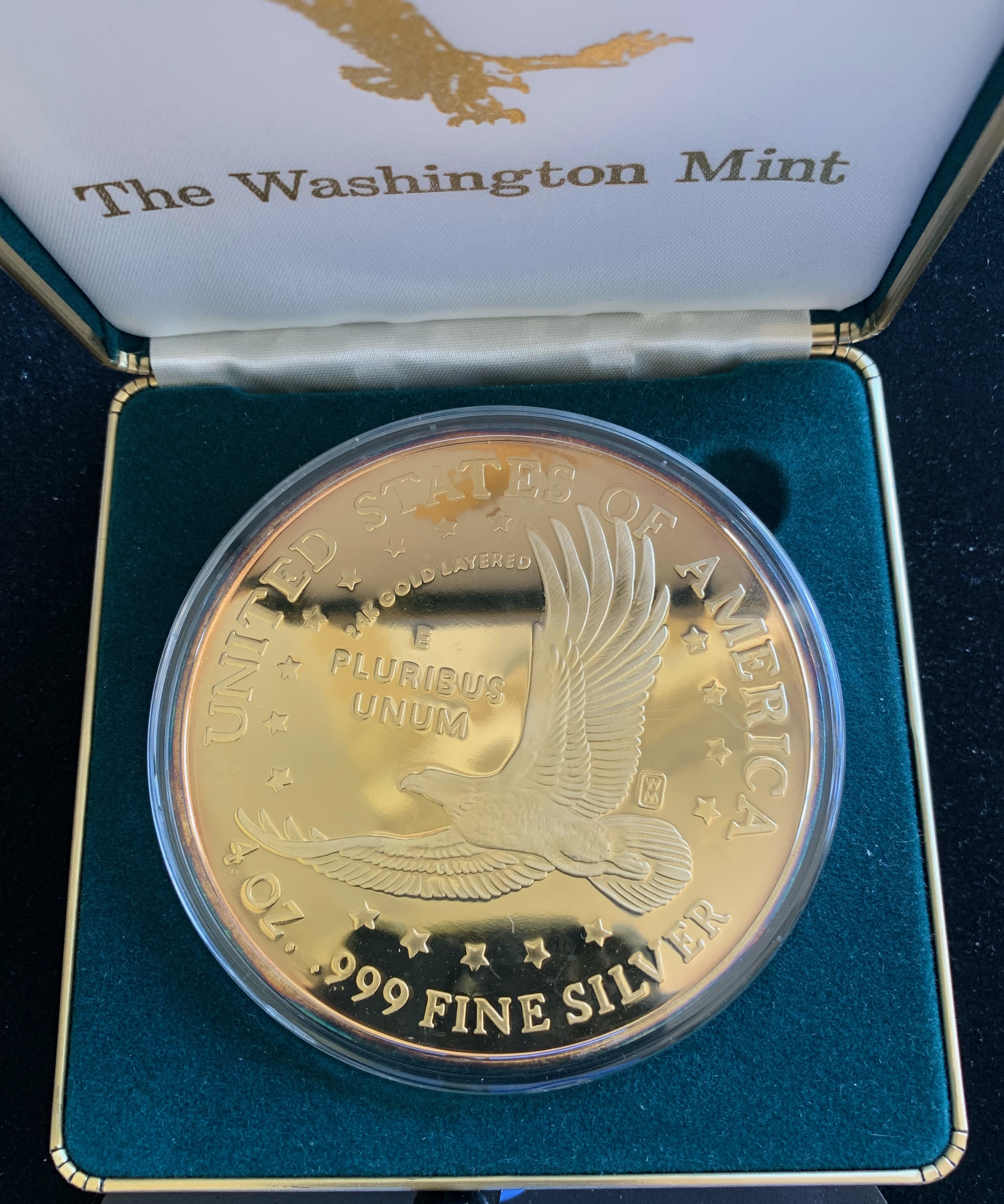 2000 SACAGEWEA 24K GOLDEN LAYERED, 4oz .999 FINE SILVER PROOF COIN, IN ...