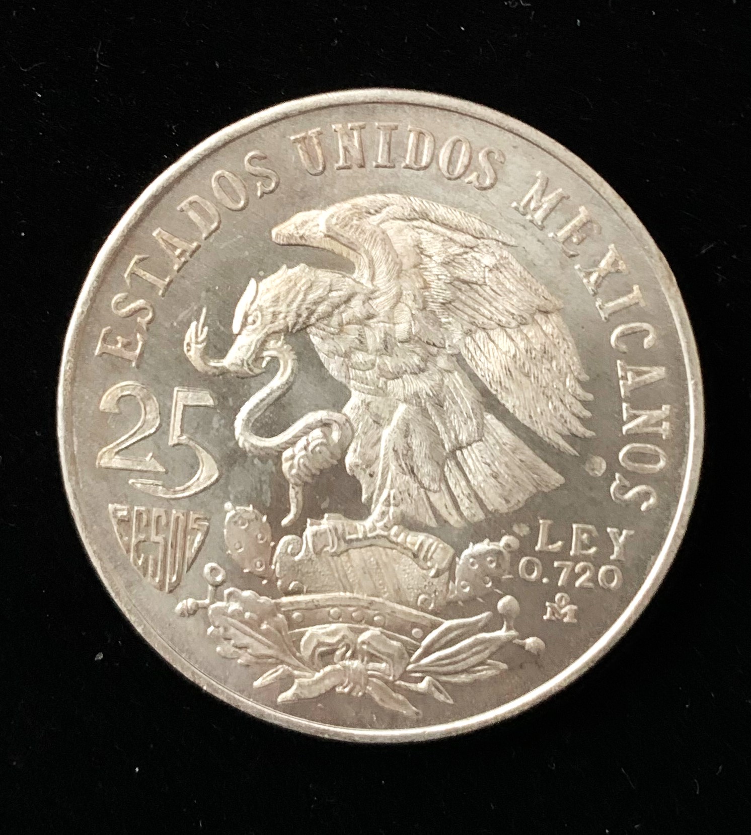 MEXICO SILVER 25 PESOS 1968 OLYMPICS BRIGHT LUSTROUS UNCIRCULATED NICE ...