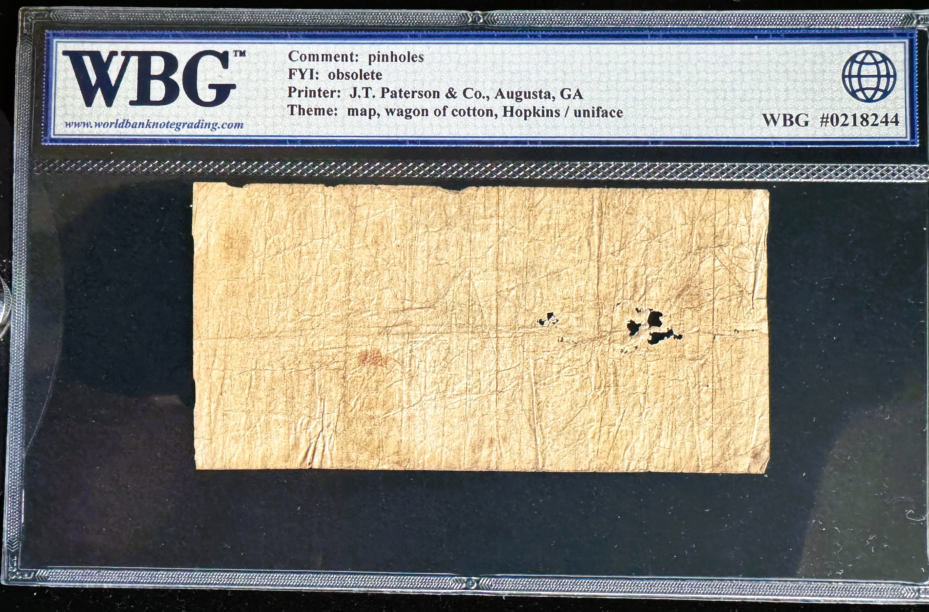 1863 SERIES NOTE, STATE OF ALABAMA, 25 CENTS, WBG GRADED/CERTIFIED VERY ...