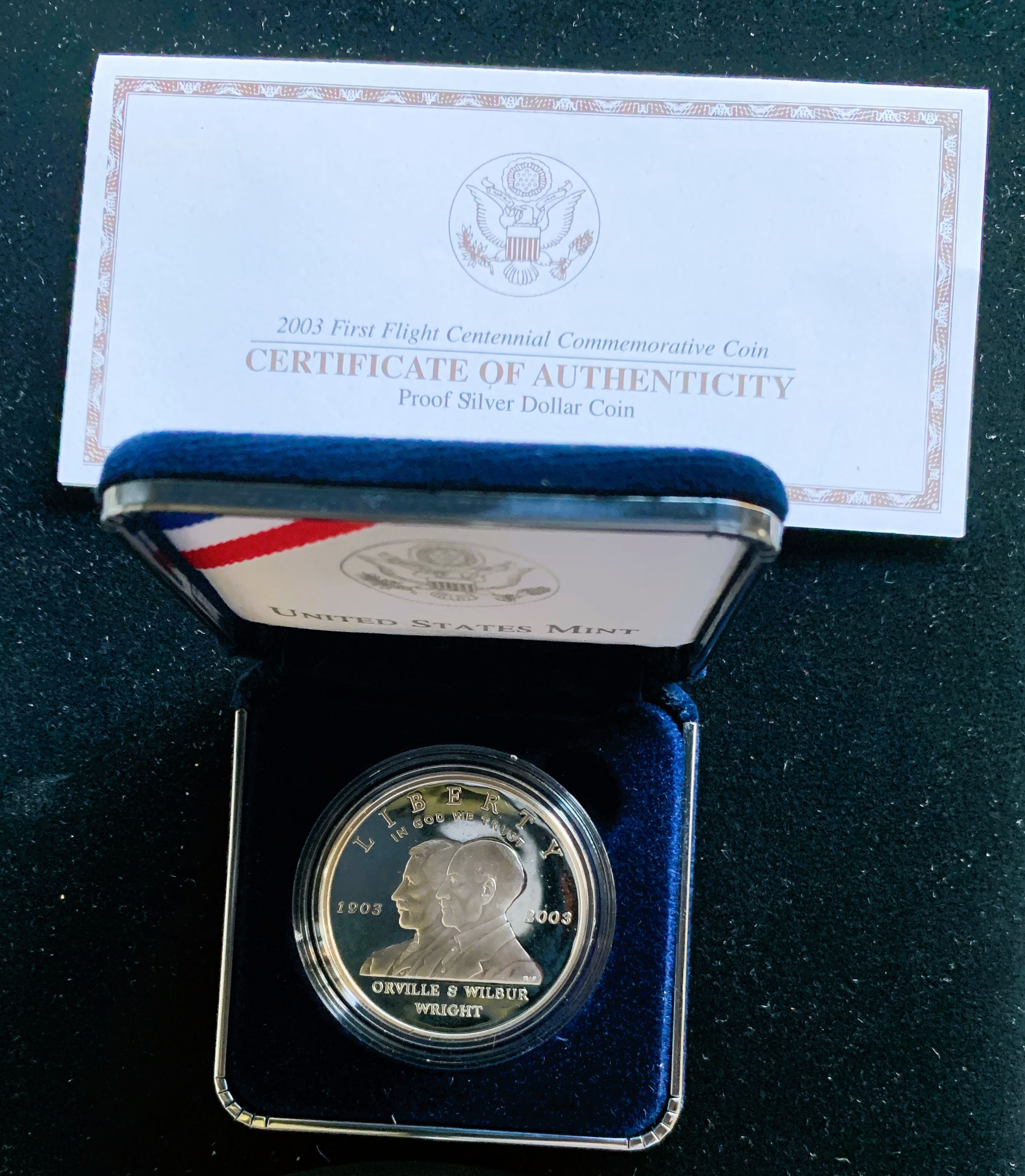 2003 SILVER US MINT FIRST FLIGHT CENTENNIAL PROOF SILVER COIN, IN US ...