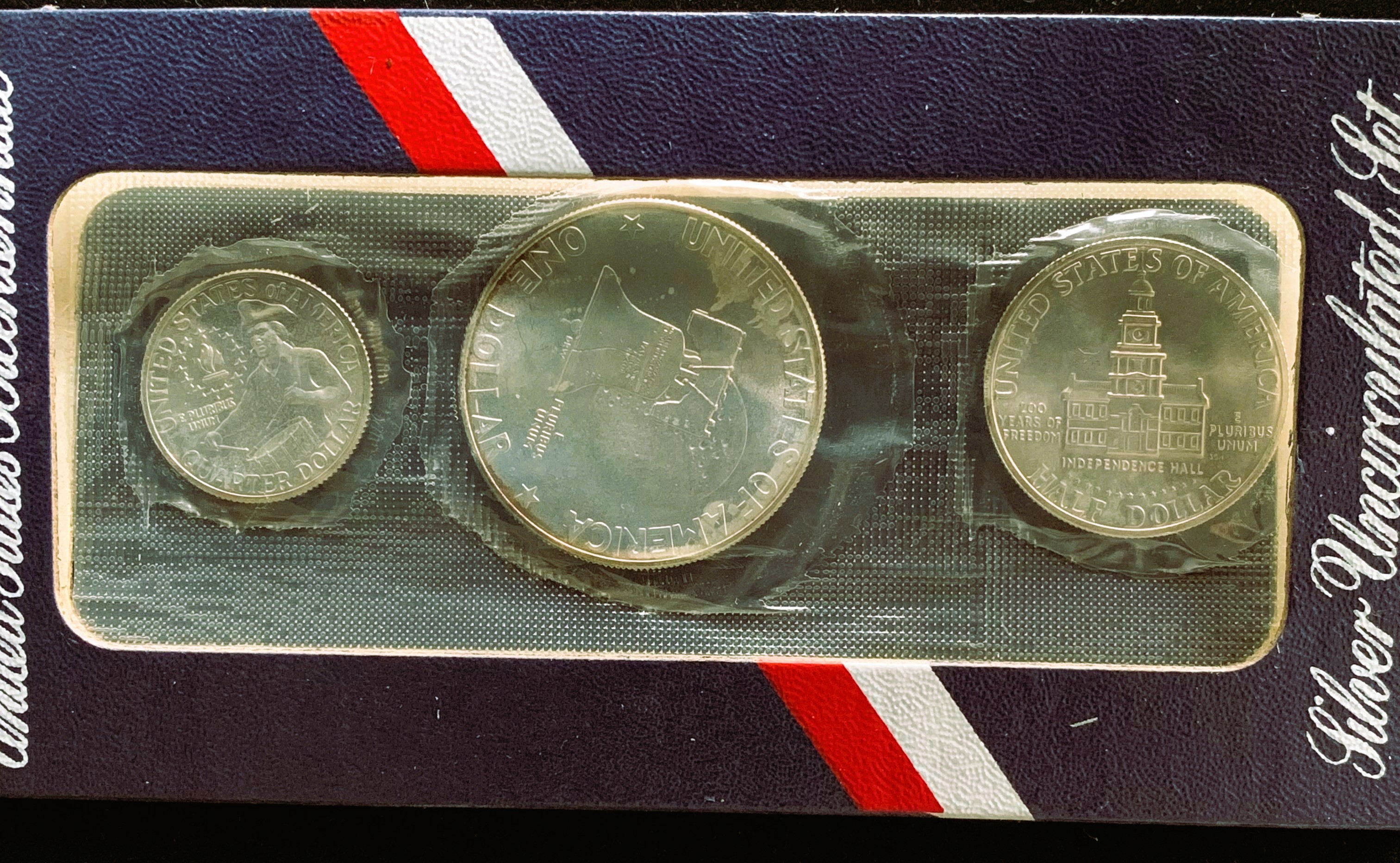 1976-S US BICENTENNIAL COMMEMORATIVE 3 COIN SET, SILVER UNCIRCULATED IN ...