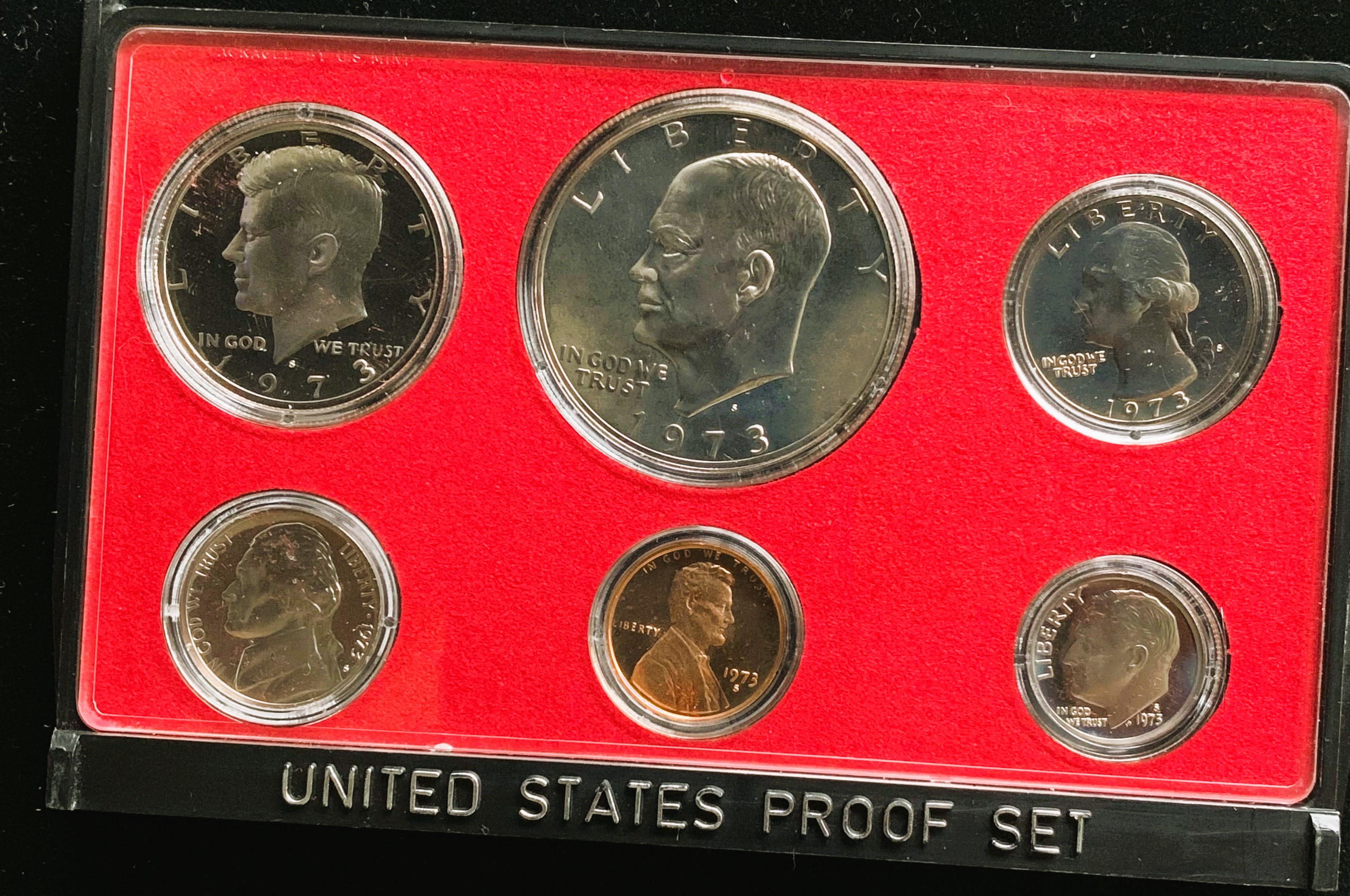 1973-S U.S. PROOF SET, 6 REALLY NICE COINS IN MINT CASE | Property Room