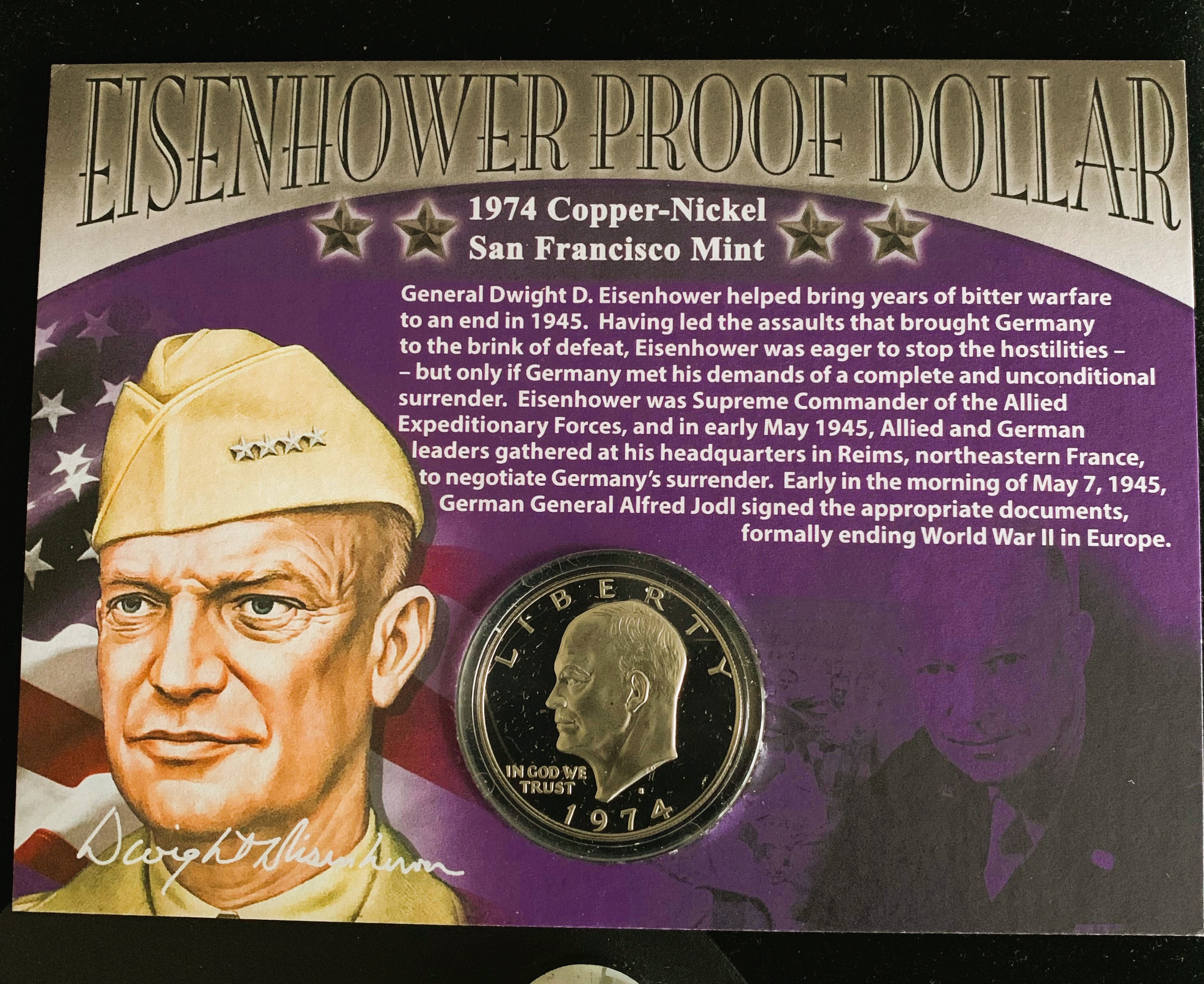 1974-S PROOF EISENHOWER DOLLAR COIN, FIRST COMMEMORATIVE MINT SEALED ...