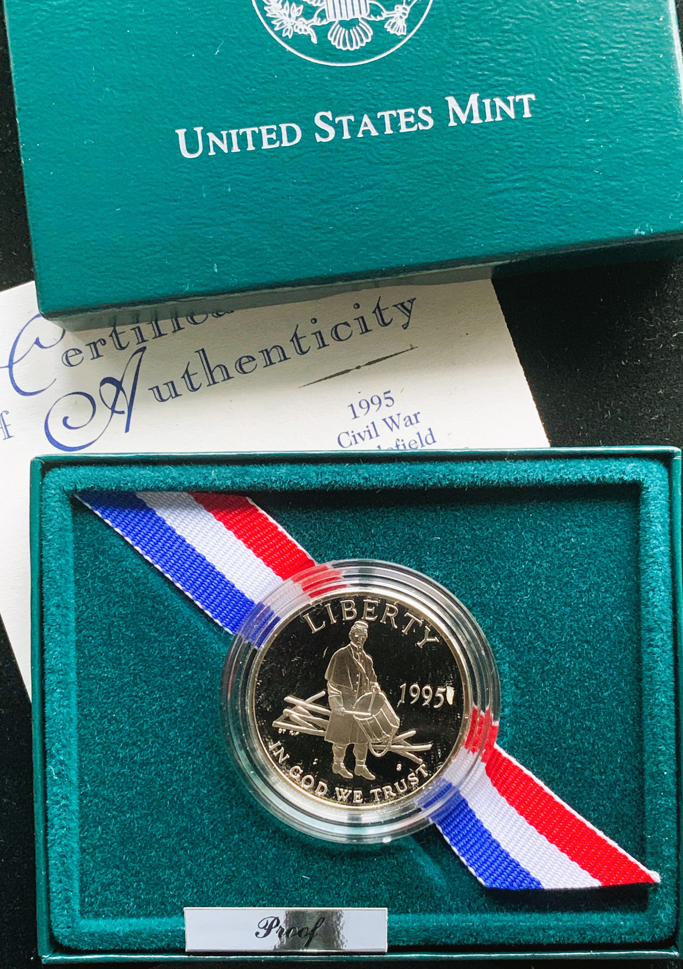 1995-S CIVIL WAR BATTLEFIELD US MINT PROOF COIN, IN ORIGINAL US MINT ...