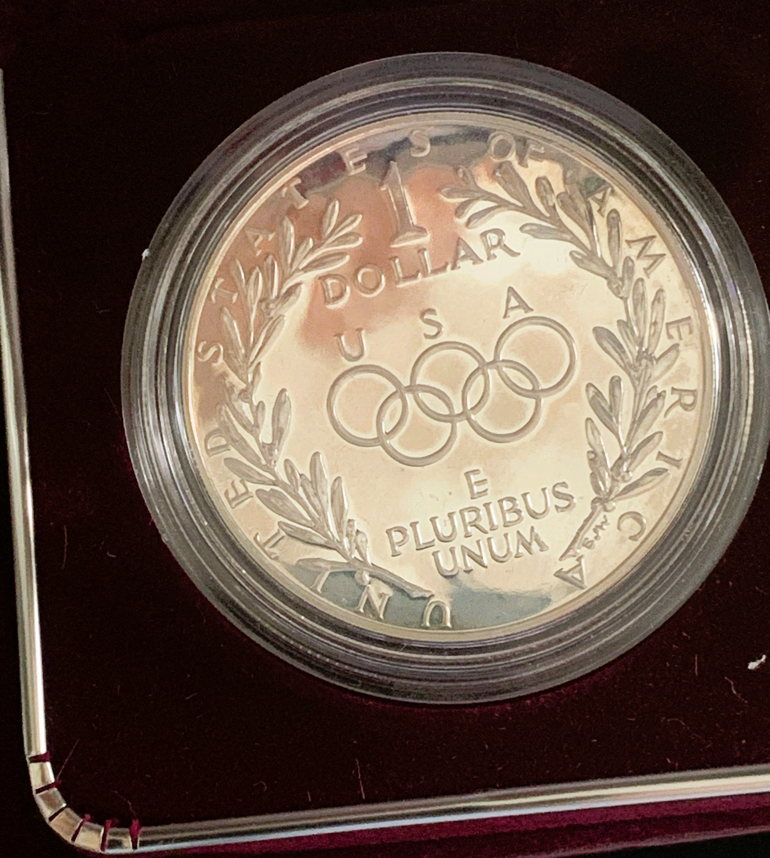 1988-S U.S. MINT OLYMPIC SILVER $1 DOLLAR PROOF OLYMPIAD COIN, IN ORIG ...