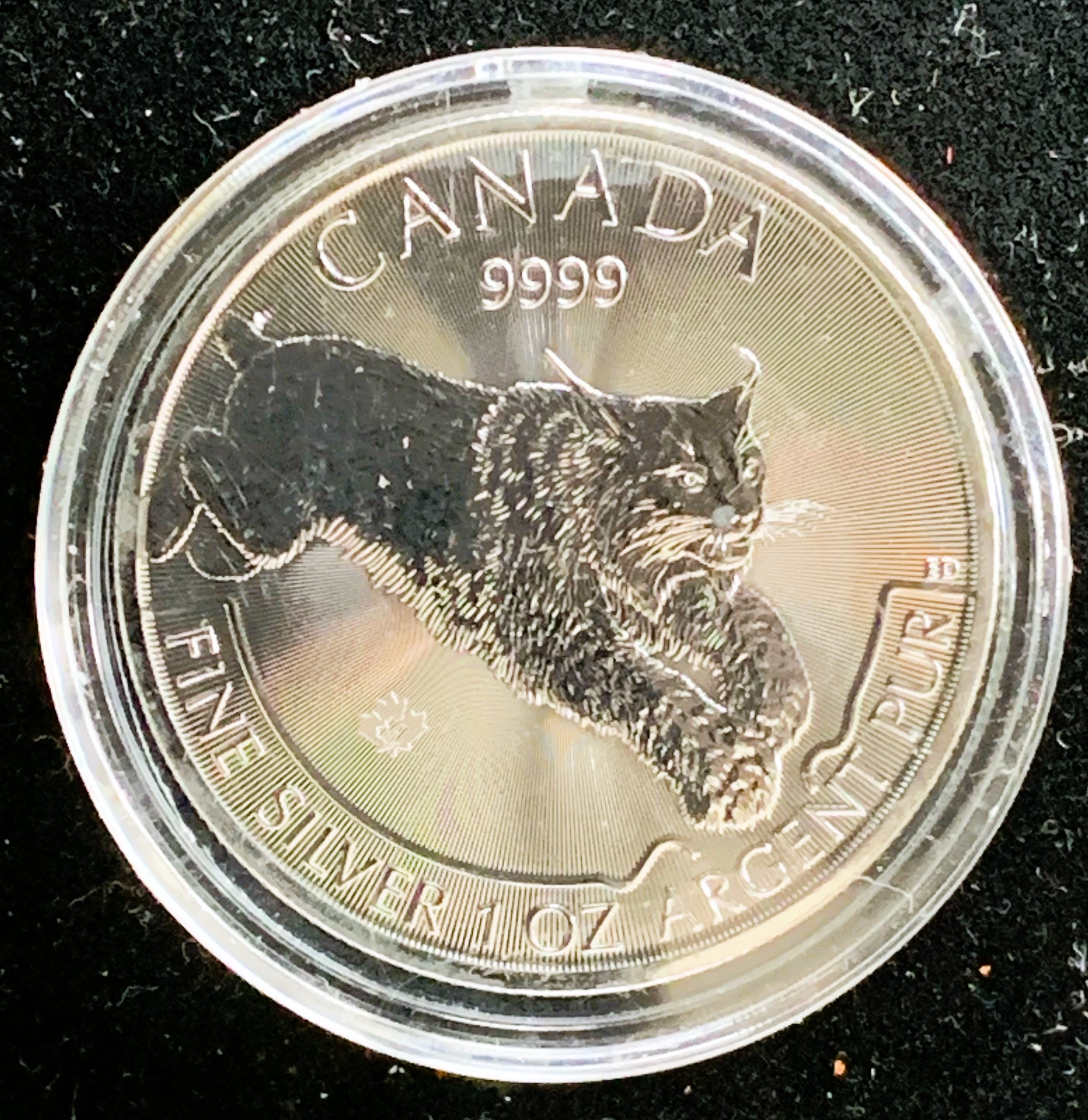 1oz .999 FINE SILVER PROOF, CANADA $5 ARGENT PUR CAT, ABSOLUTE BEAUTY ...