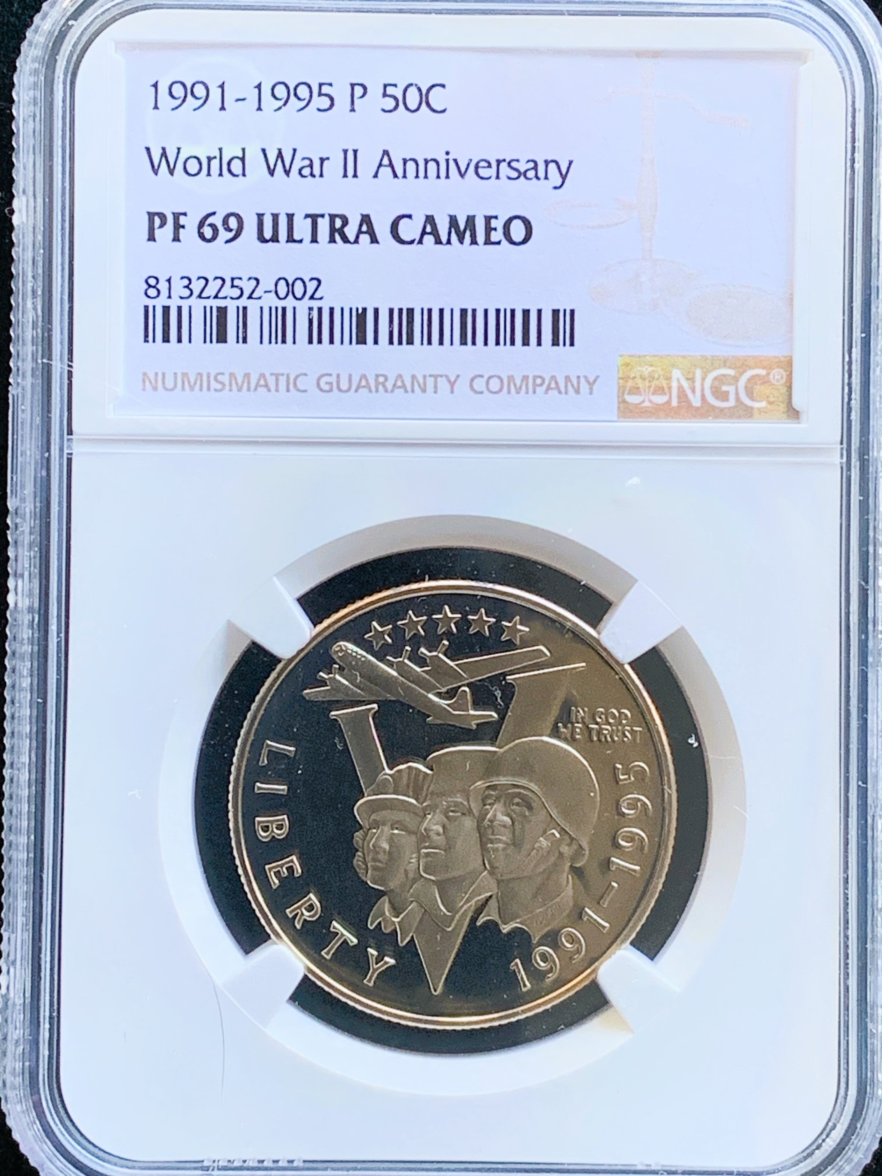 1991-1995 P 50C WORLD WAR II ANNIVERSARY, NGC GRADED PROOF 69 ULTRA ...