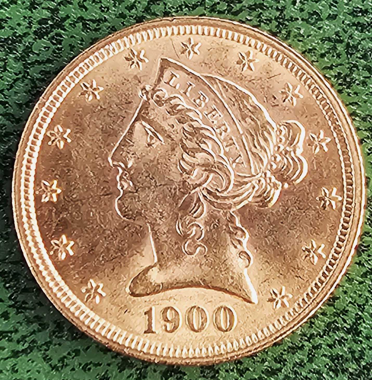 US "GOLD" LIBERTY 1900 $5 Dollar BU | Property Room