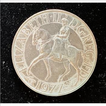 1977 ELIZABETH II SILVER JUBILEE COMMEMORATIVE COIN, BRIGHT CLEAR ...