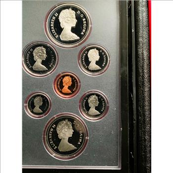 1981 DOUBLE DOLLAR , CANADA 7 COIN PROOF SET, 1 SILVER DOLLAR, ORIG CASE, BOOK, BOX, W/COA ...