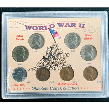 WORLD WAR II OBSOLETE COIN COLLECTION, SILVER NICKELS, STEEL CENT ...