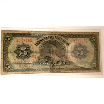5 BANK OF MEXICO CINCO PESOS NOTE | Property Room