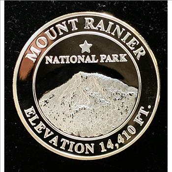 MOUNT RAINER NATIONAL PARK COMMEMORATIVE COIN, CAMEO PROOF IN ORIGINAL ...