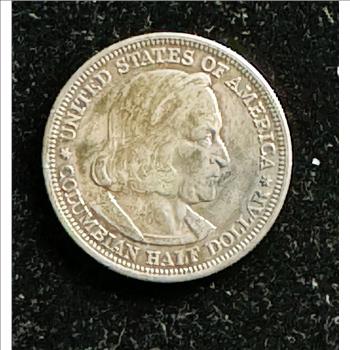 1892 USA COLUMBUS WORLDS FAIR SANTA MARIA SHIP SILVER HALF DOLLAR COIN ...